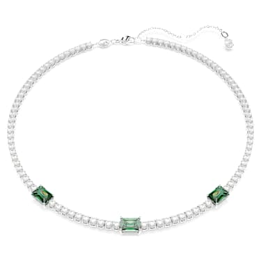 Collier Matrix Tennis, Tailles variées, Vert, Métal rhodié | Swarovski
