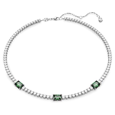 Collier Matrix Tennis, Tailles variées, Vert, Métal rhodié | Swarovski