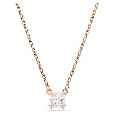 Stilla Attract Kolye, Kare kesim, Beyaz, Pembe altın rengi kaplama | Swarovski