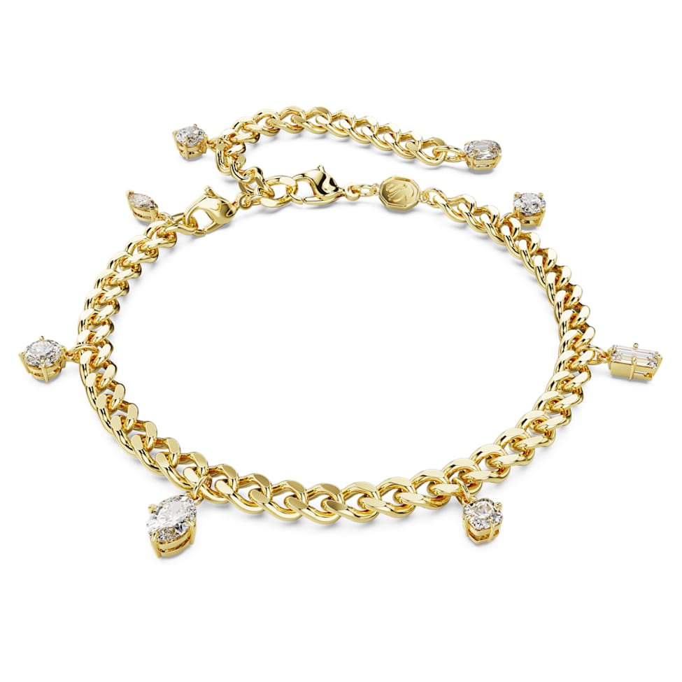 Swarovski Dextera bracelet and anklet, Mixed cuts, White, Gold-tone ...