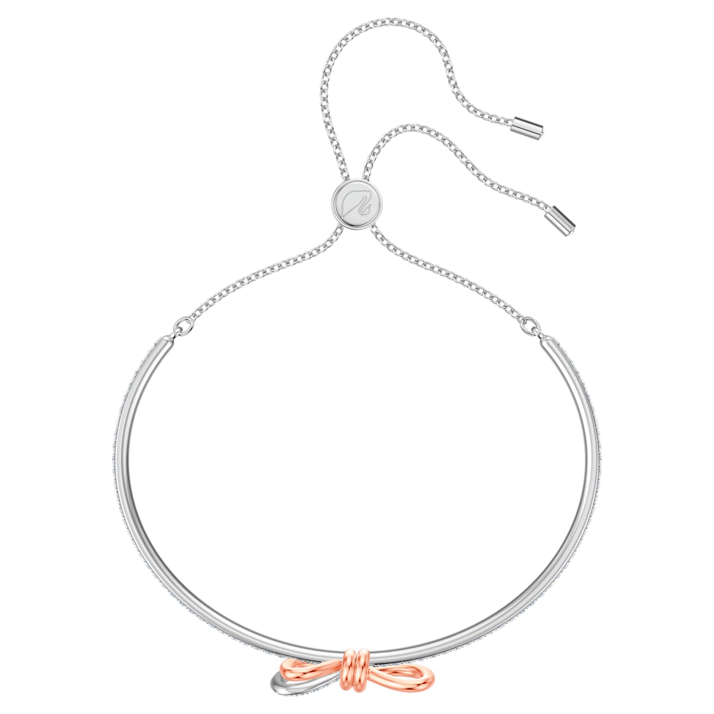 Lifelong Bow bangle, Bow, White, Mixed metal finish | Swarovski