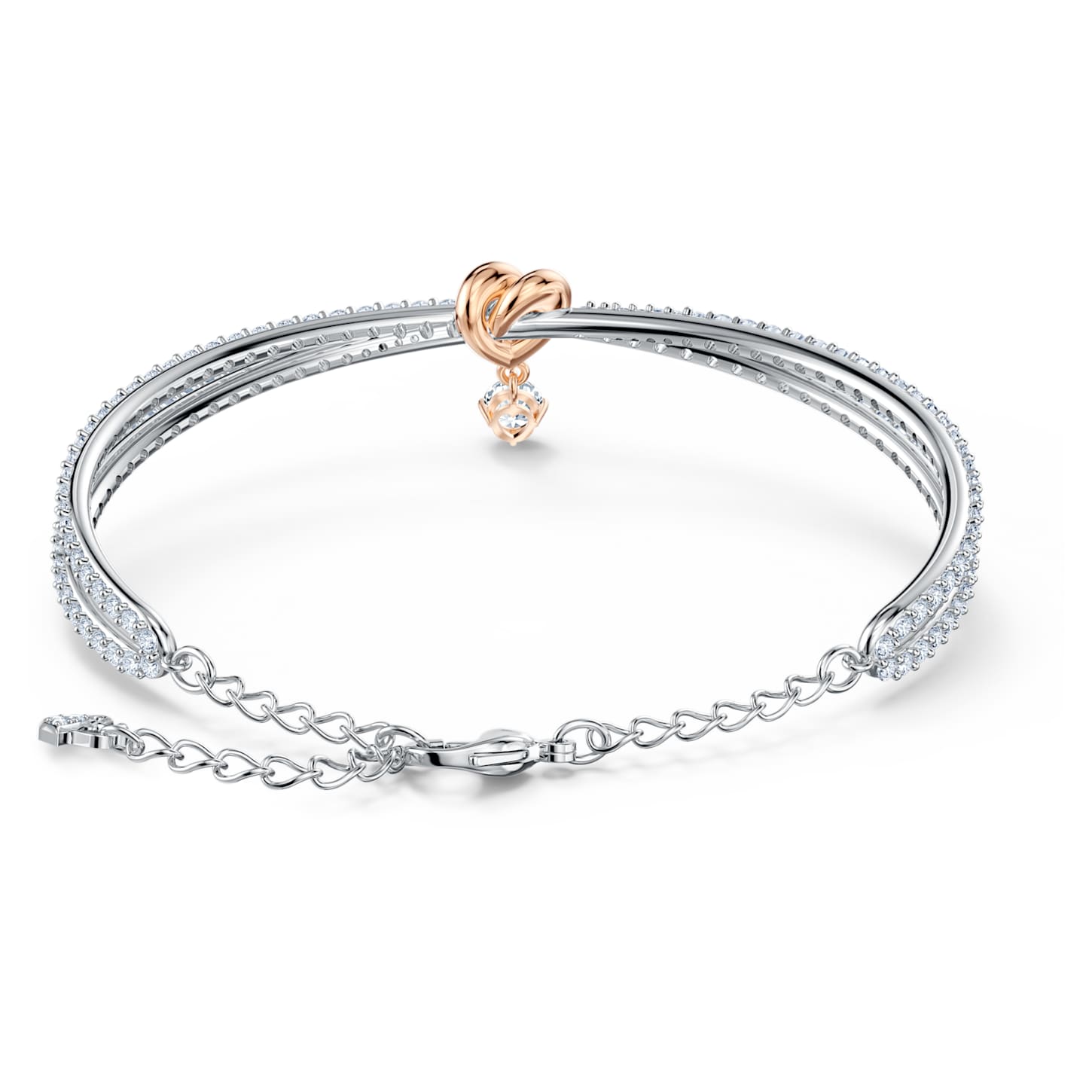Lifelong Heart bangle, Heart, White, Mixed metal finish | Swarovski