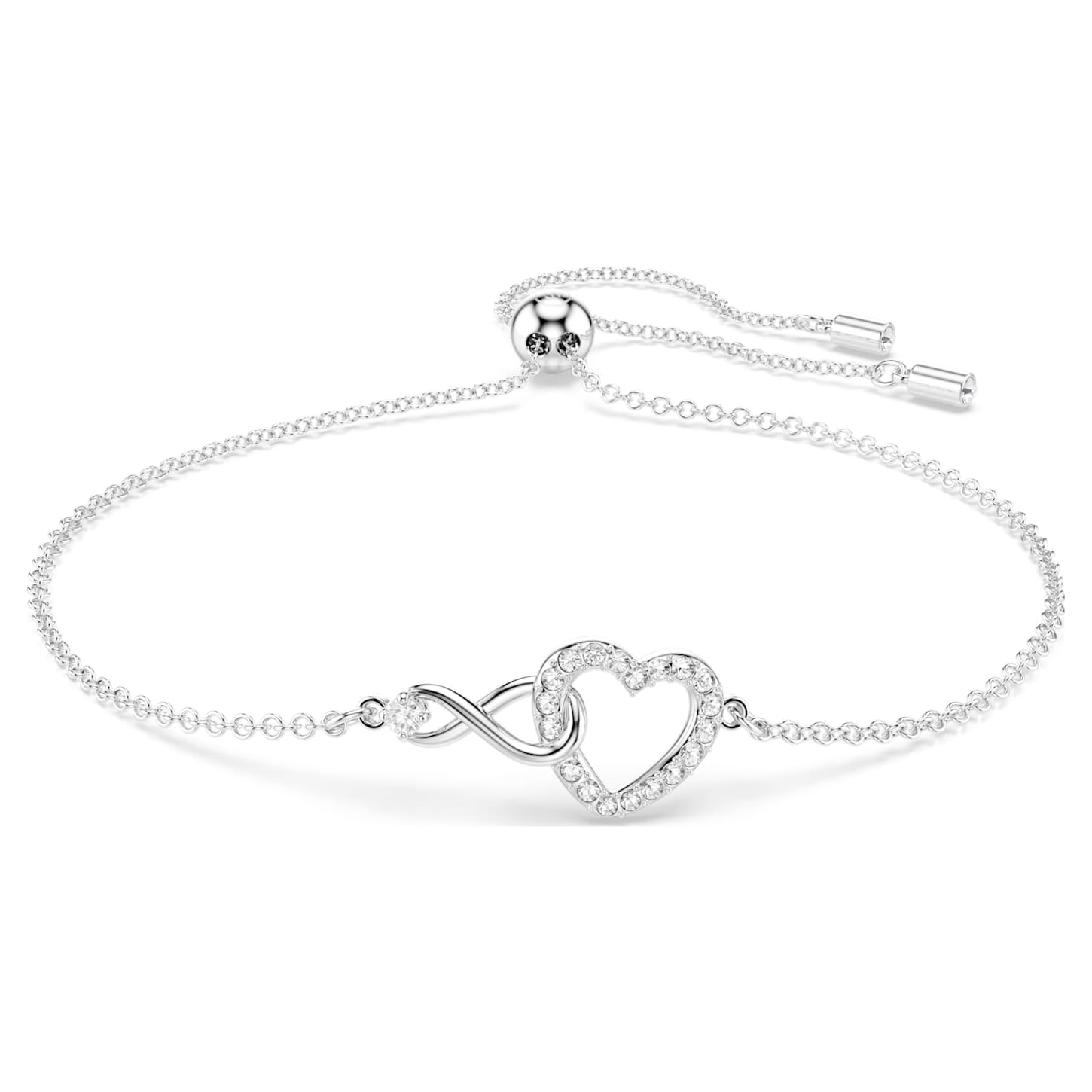 Swarovski Infinity Armband, Unendlichzeichen und Herz, Weiß, Rhodiniert ...