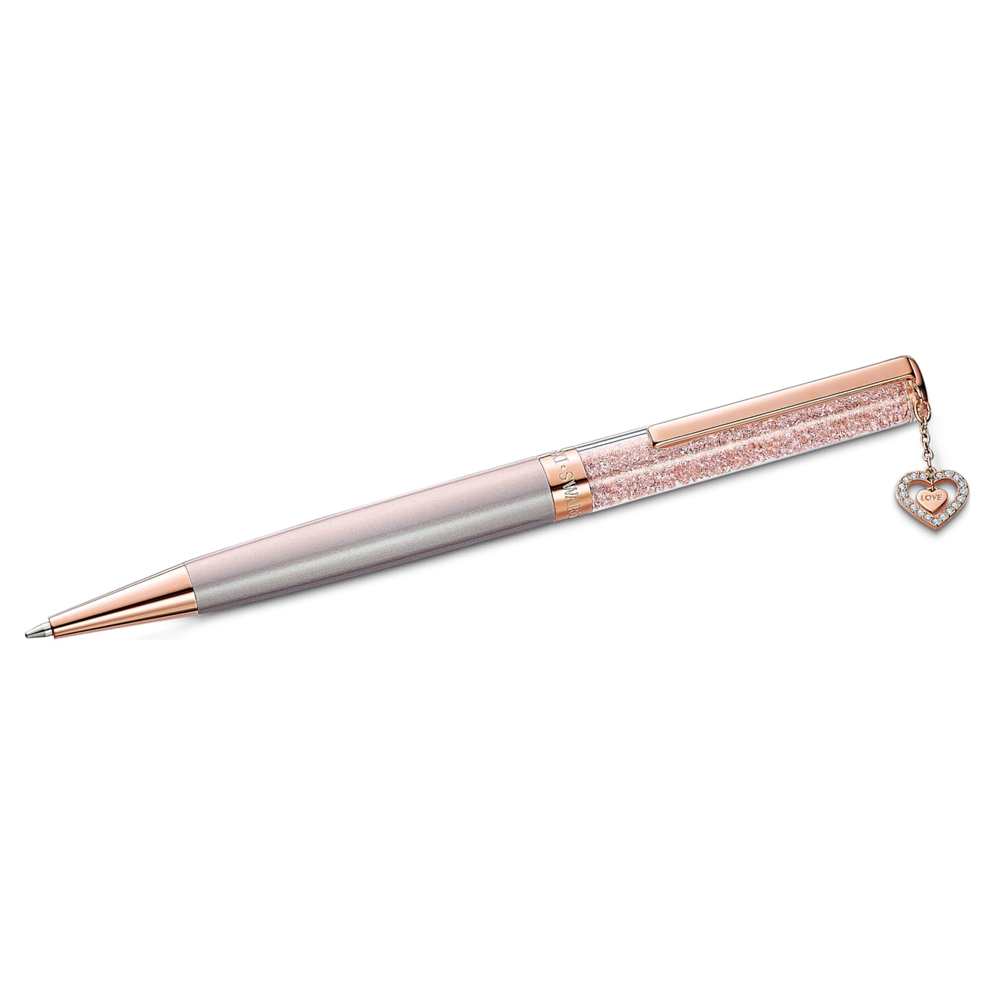 Crystalline ballpoint pen, Heart, Rose gold tone, Pink lacquered, Rose ...