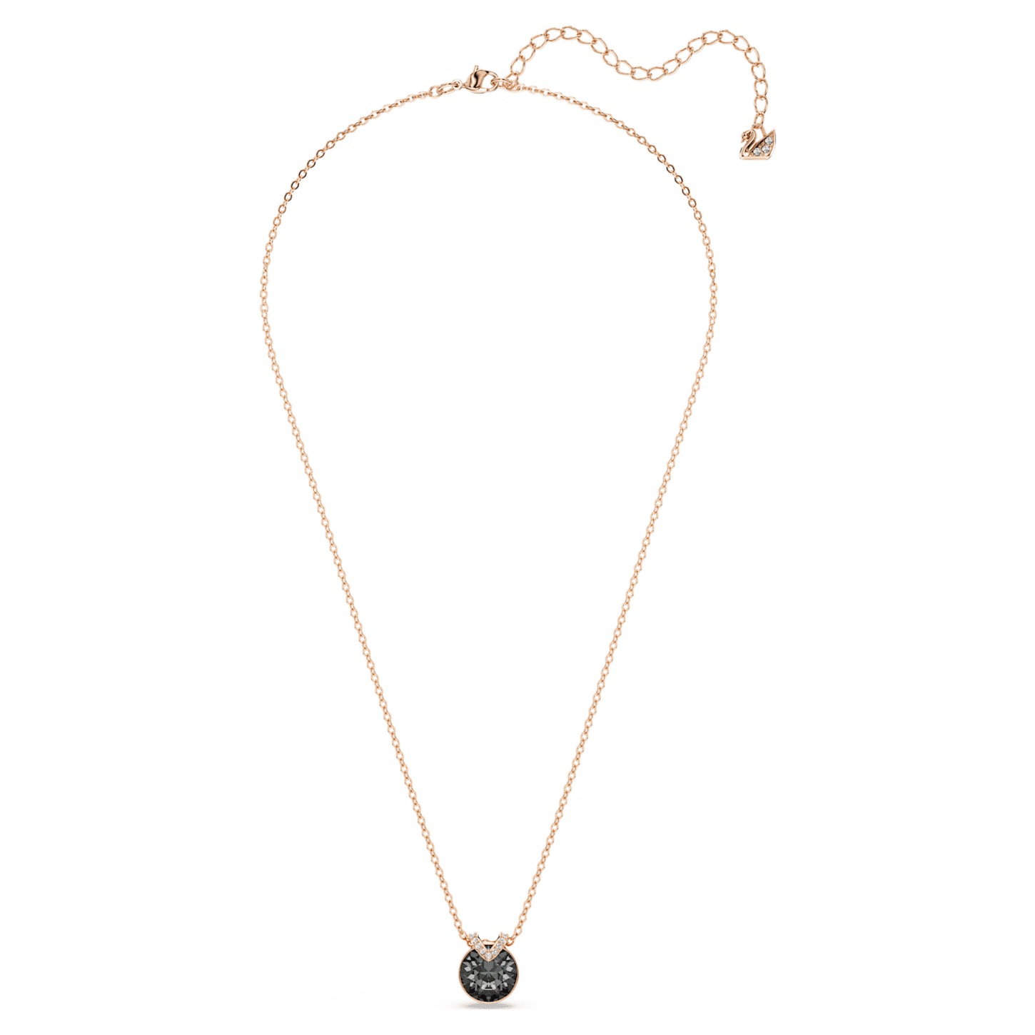 Bella V pendant, Round cut, Grey, Rose gold-tone plated | Swarovski