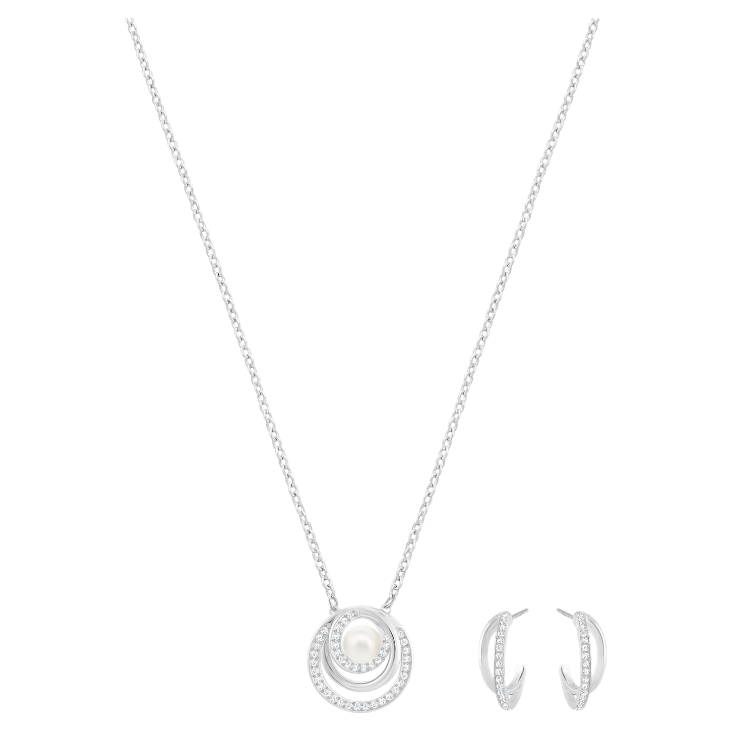 Free set, White, Rhodium plated | Swarovski