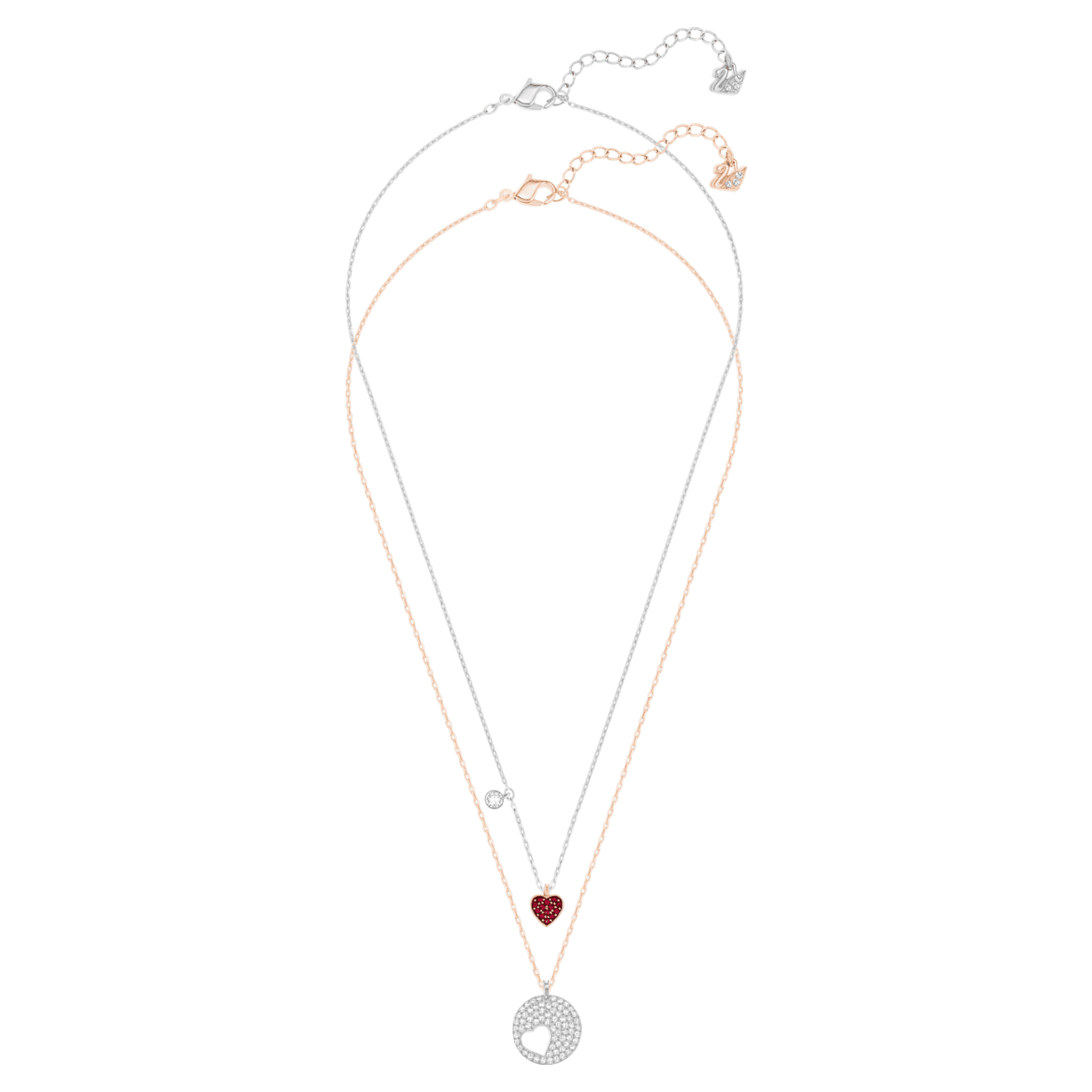 Crystal Wishes pendant, Set (2), Heart, Red, Mixed metal finish | Swarovski