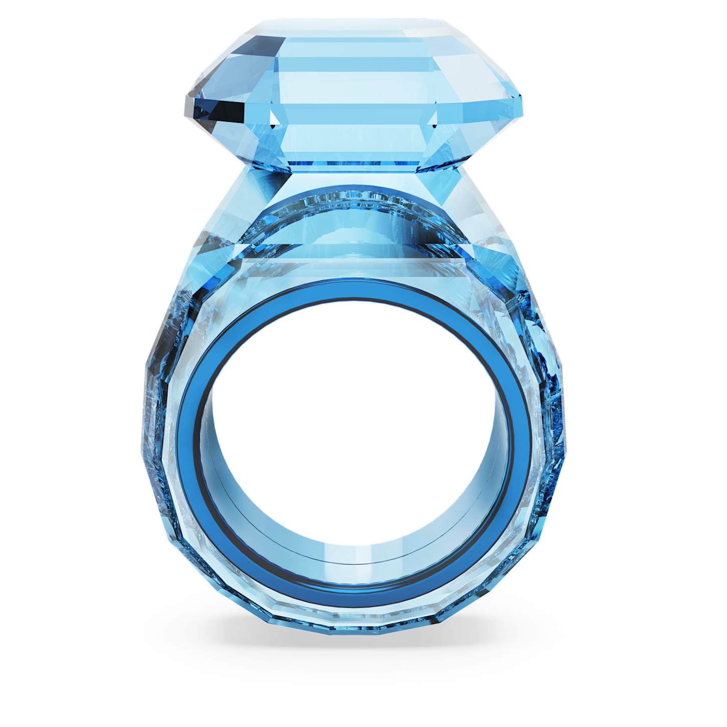 Lucent cocktail ring, Octagon cut, Blue | Swarovski