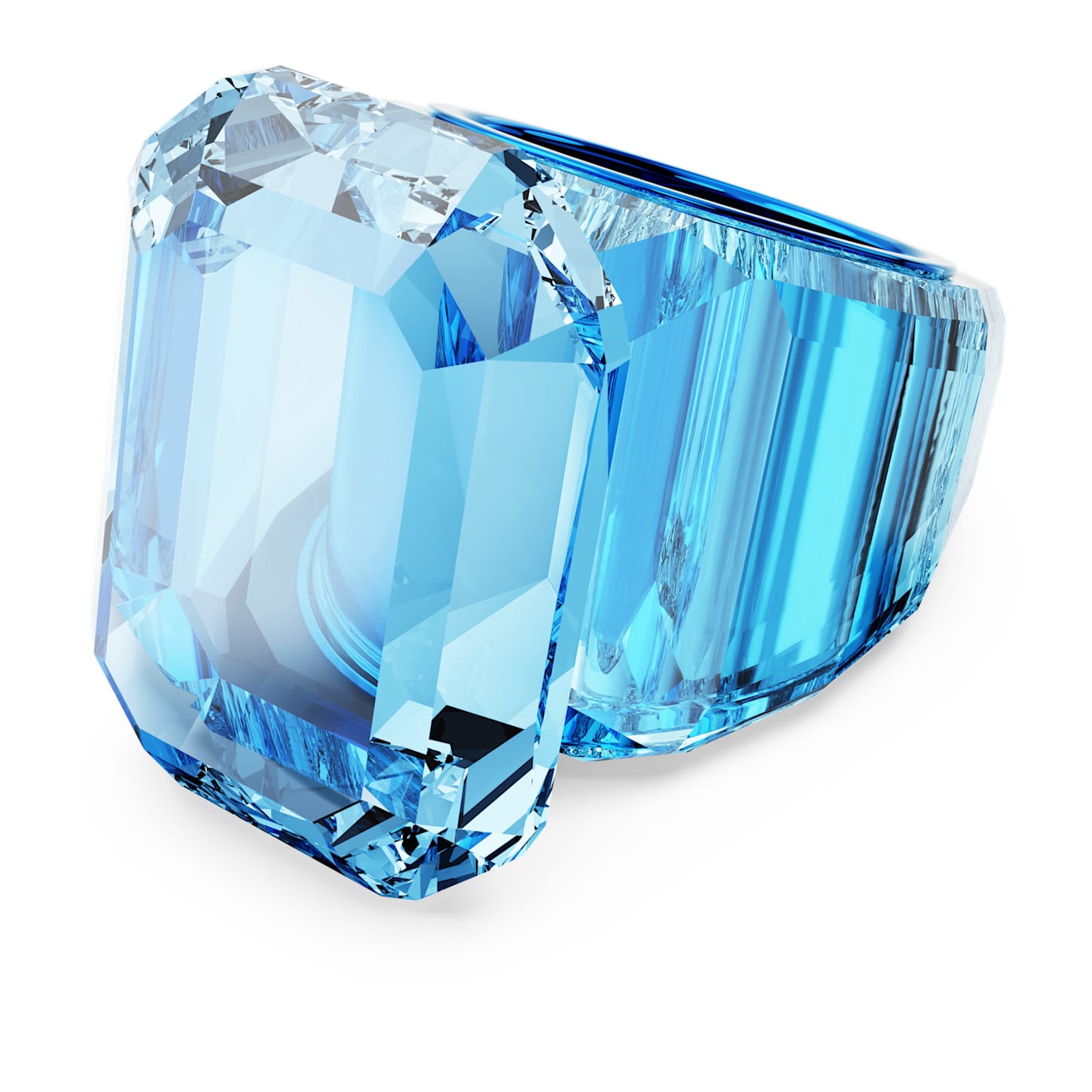 Lucent cocktail ring, Octagon cut, Blue | Swarovski
