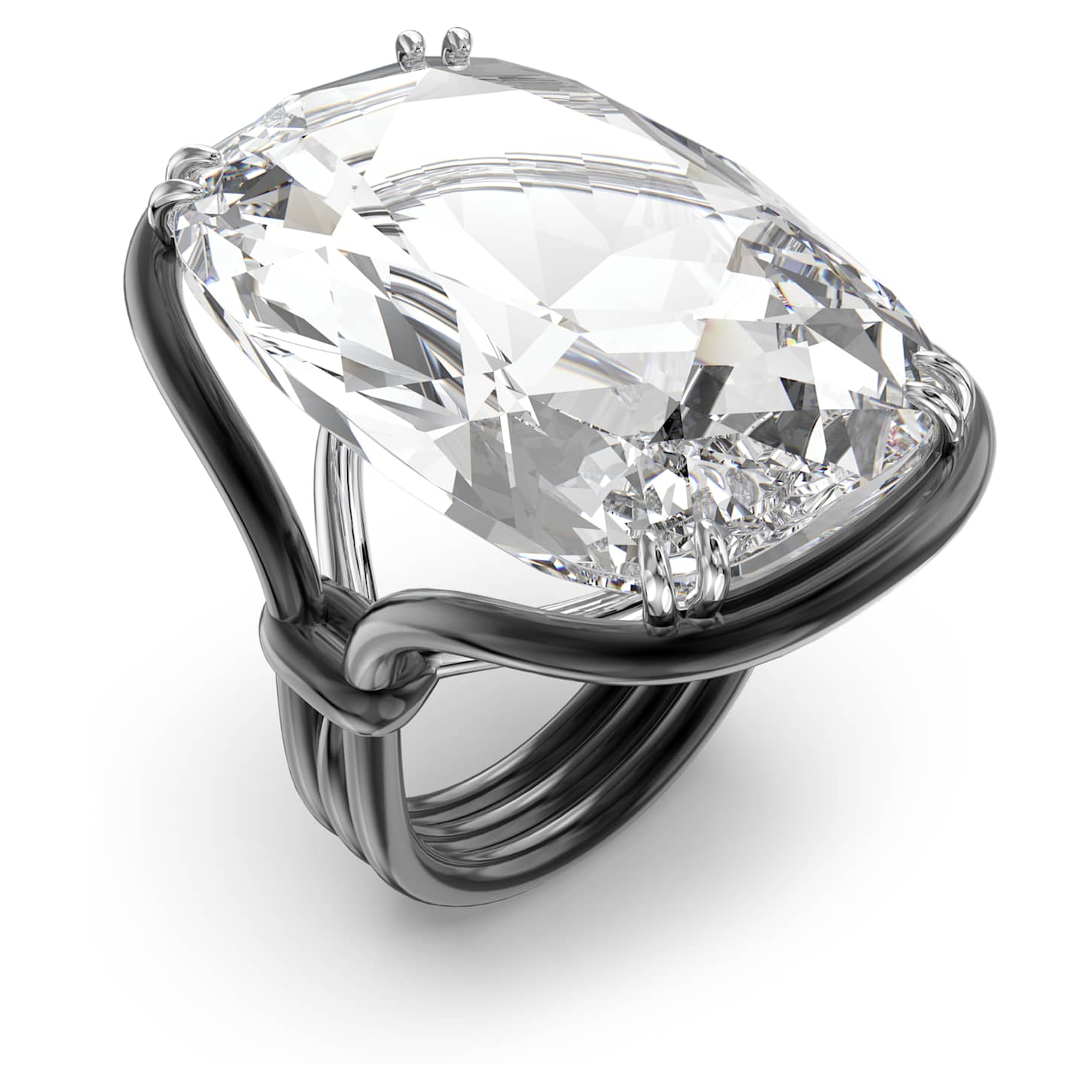 Harmonia cocktail ring, Oversized crystal, White, Mixed metal finish ...