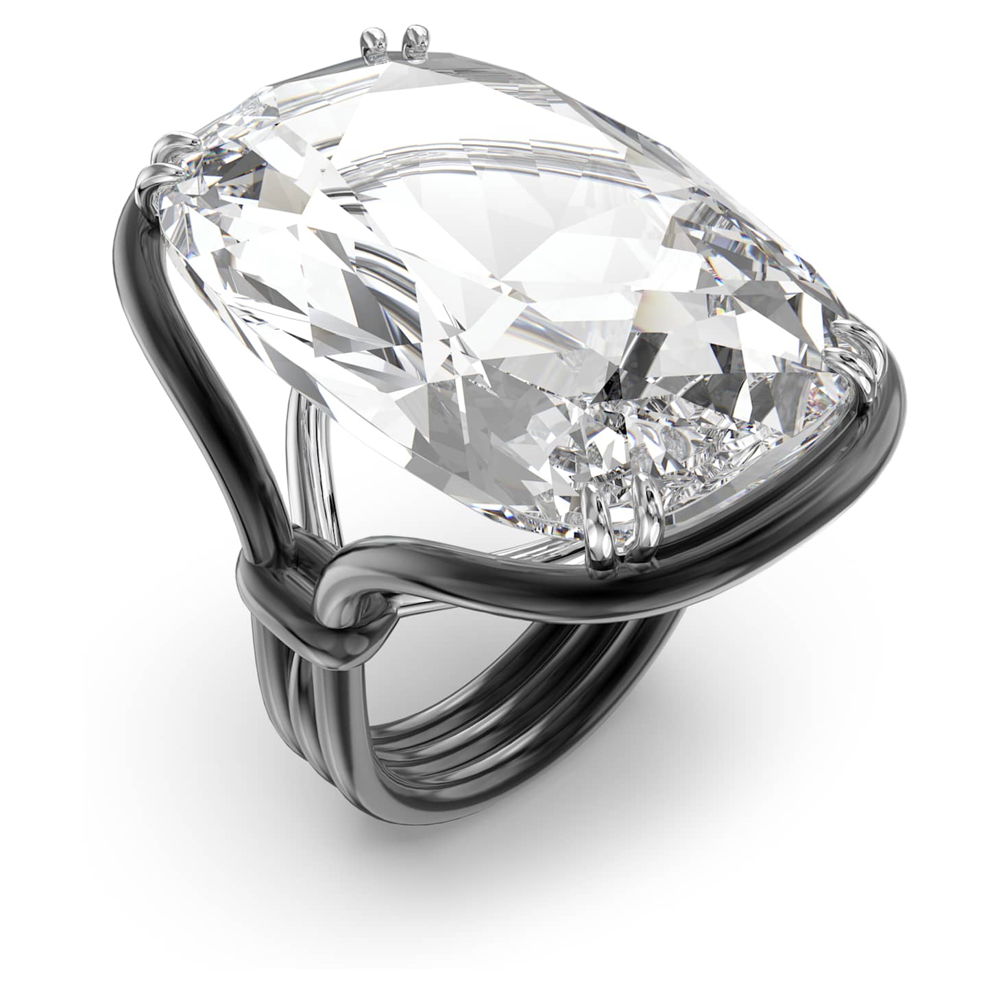 Harmonia cocktail ring, Oversized crystal, White, Mixed metal finish ...