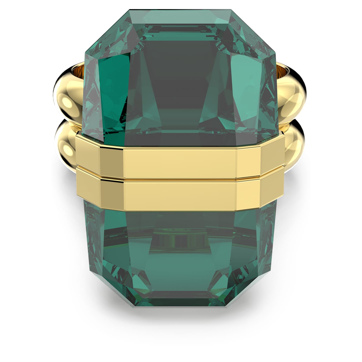 Lucent ring, Magnetic closure, Green, Gold-tone plated | Swarovski