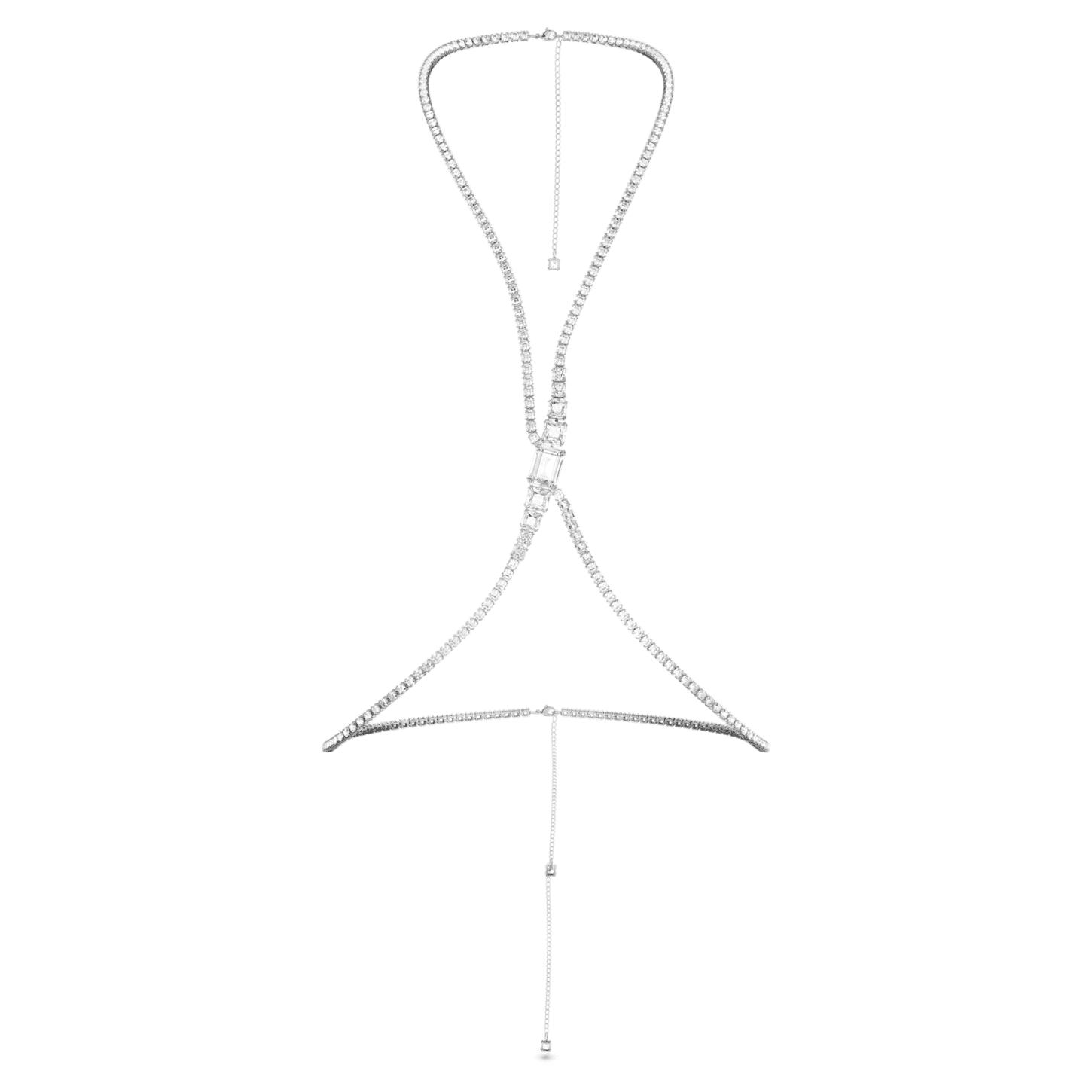 Millenia body chain, Square cut, White, Rhodium plated | Swarovski