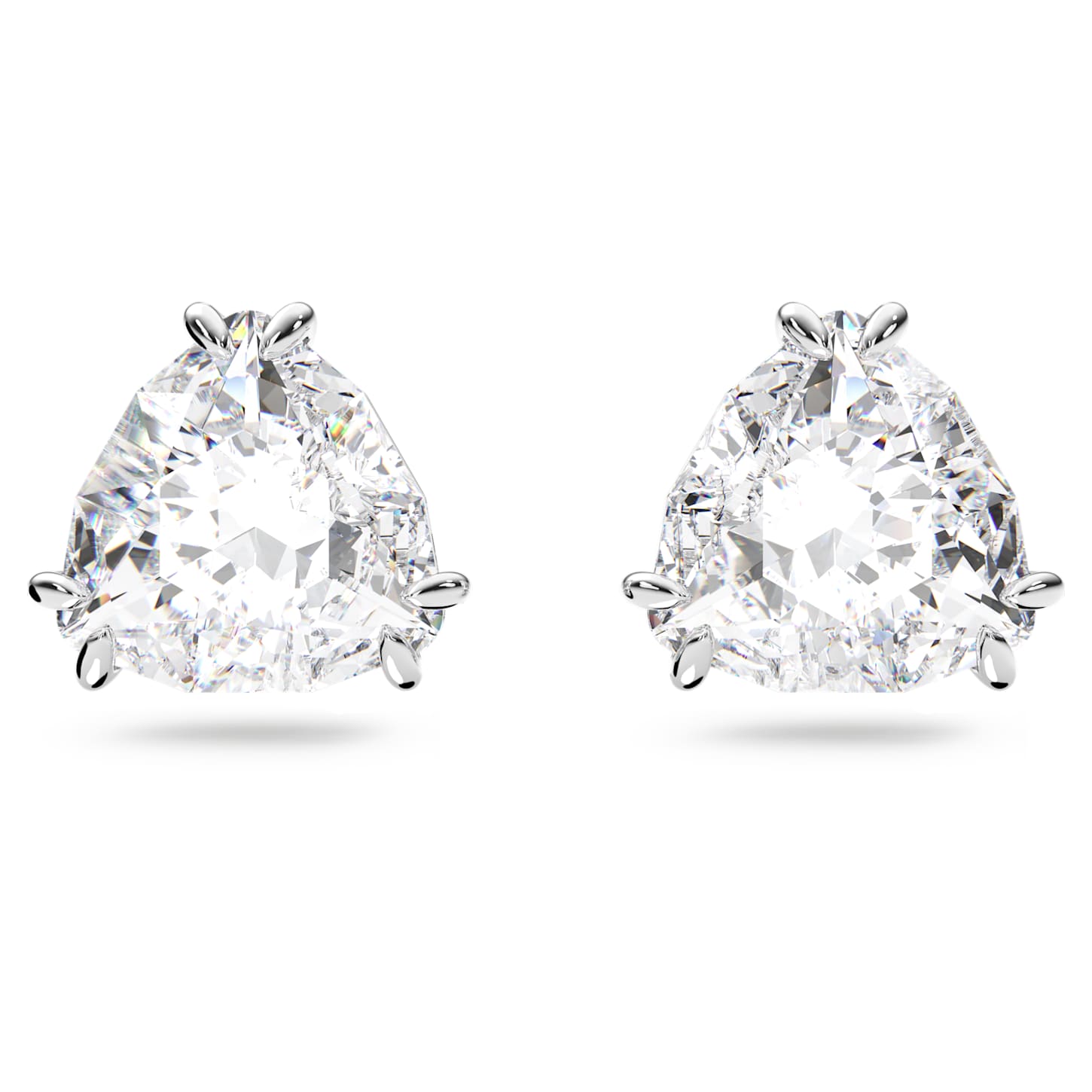 Millenia stud earrings, Trilliant cut, White, Rhodium plated | Swarovski