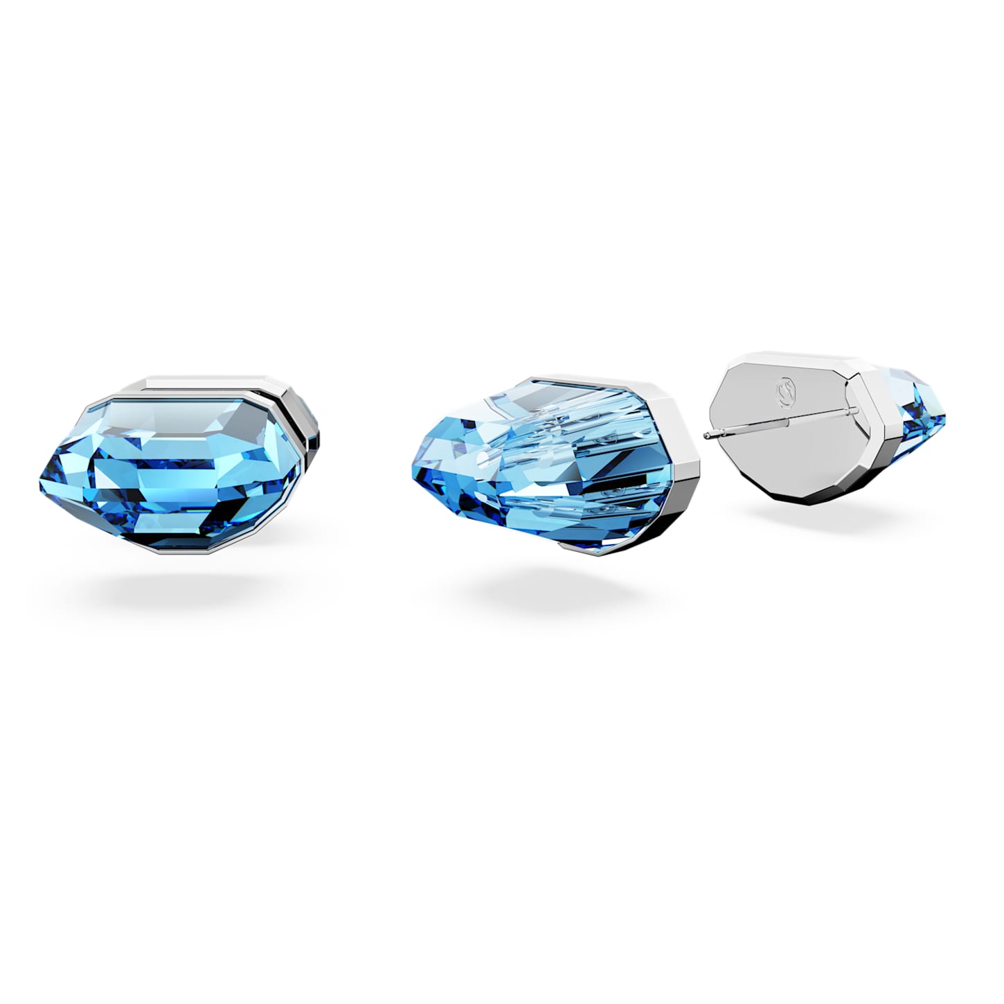 Lucent stud earrings, Blue, Rhodium plated | Swarovski