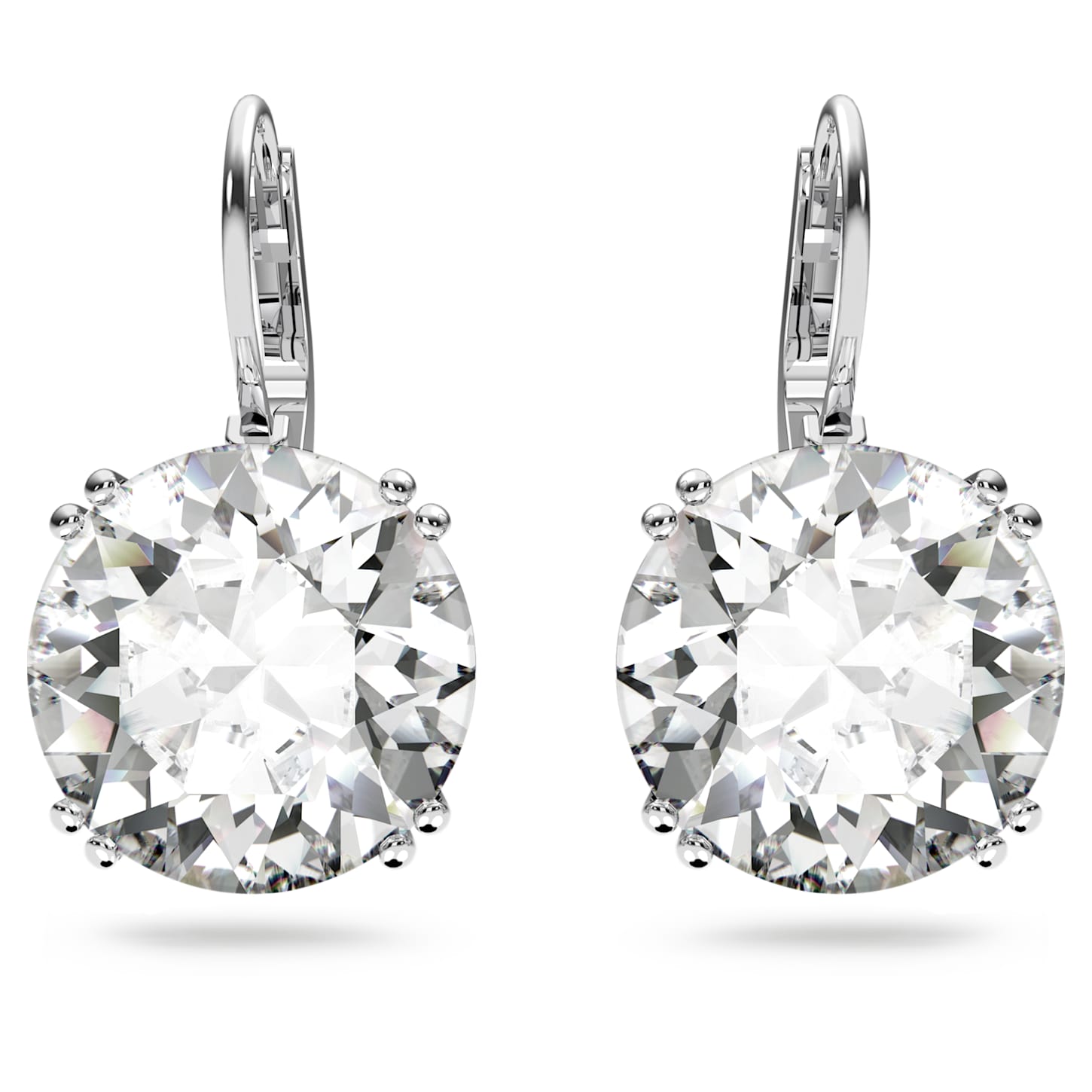 Millenia drop earrings, Round cut, White, Rhodium plated | Swarovski
