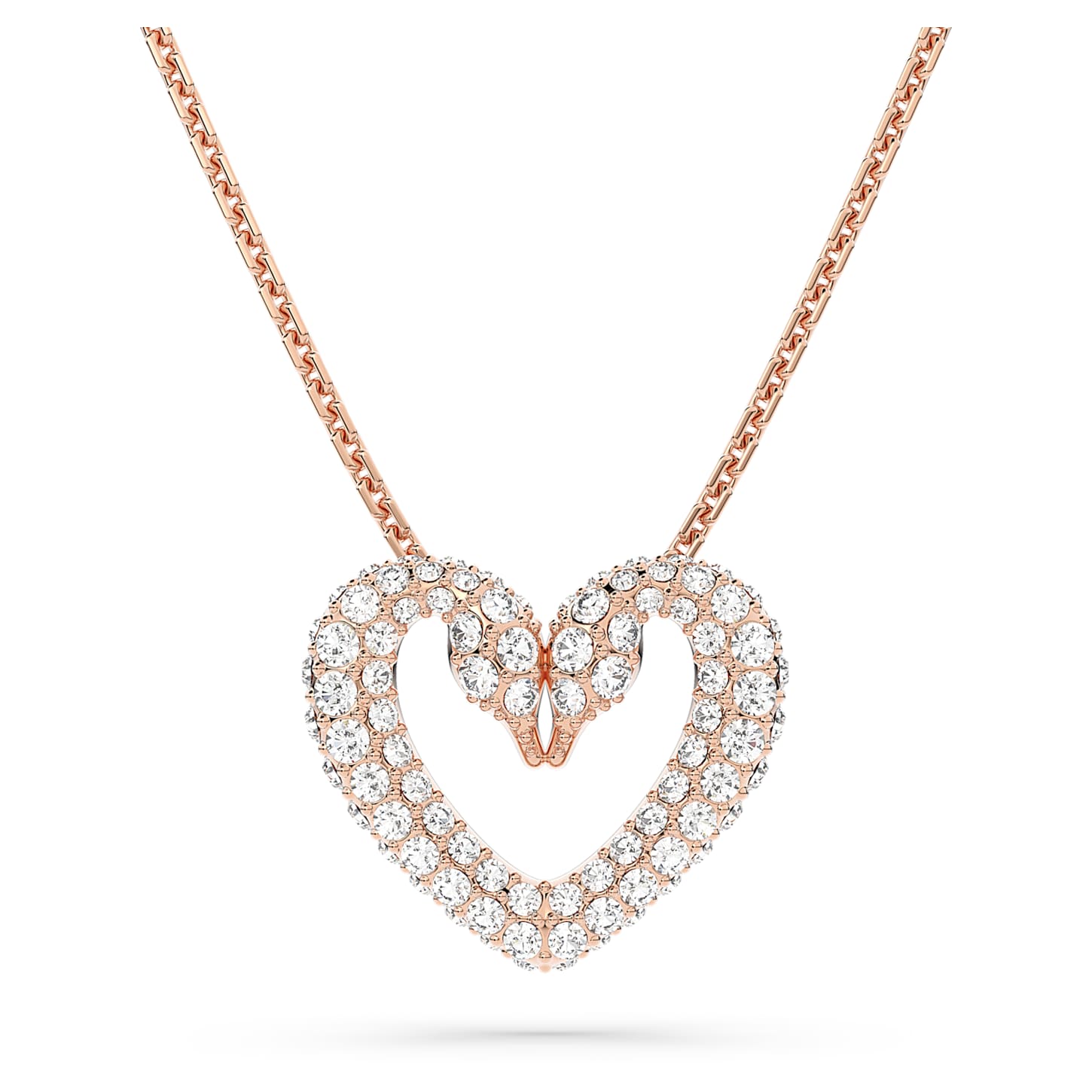Una pendant, Heart, Medium, White, Rose gold-tone plated | Swarovski