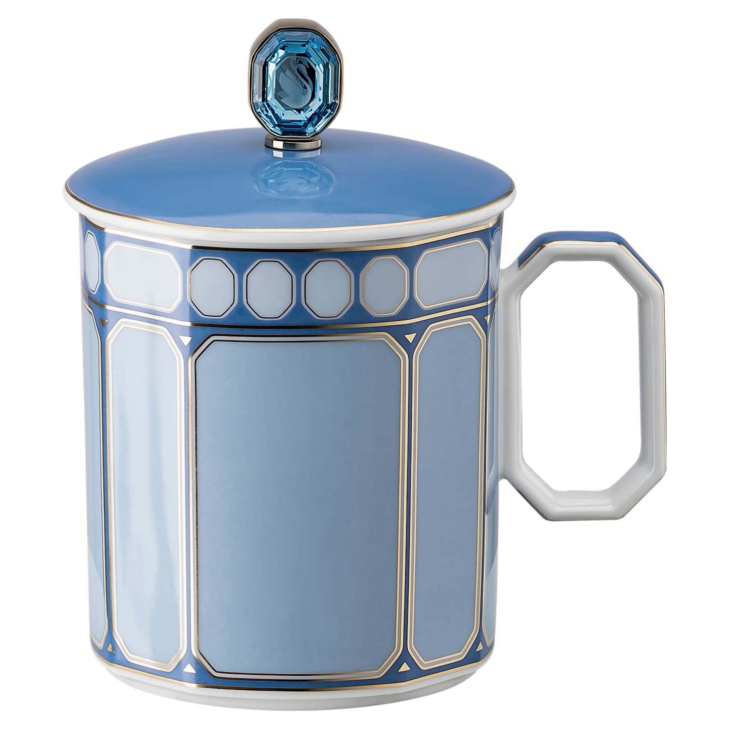 Signum Tasse mit Deckel, Porzellan, Blau | Swarovski
