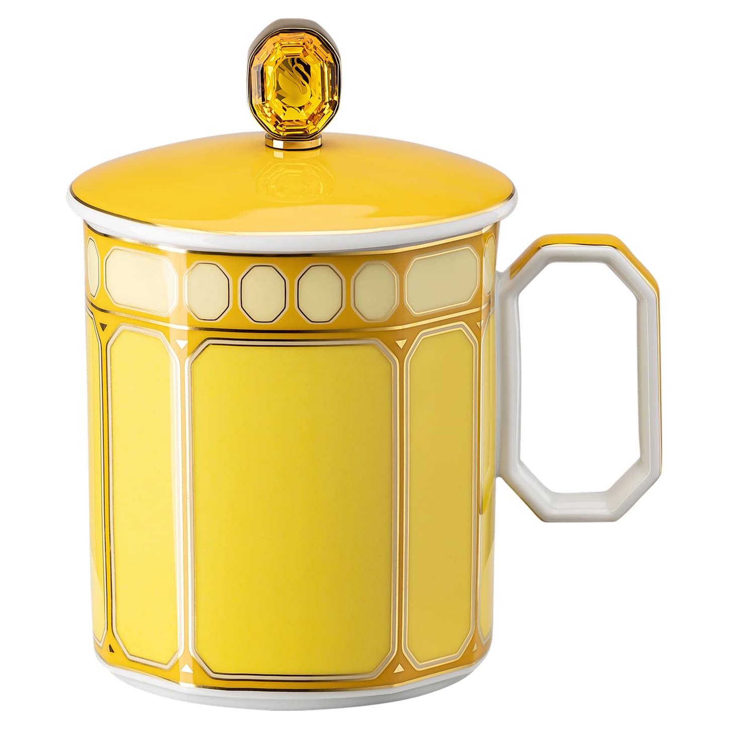 Signum Tasse mit Deckel, Porzellan, Gelb | Swarovski