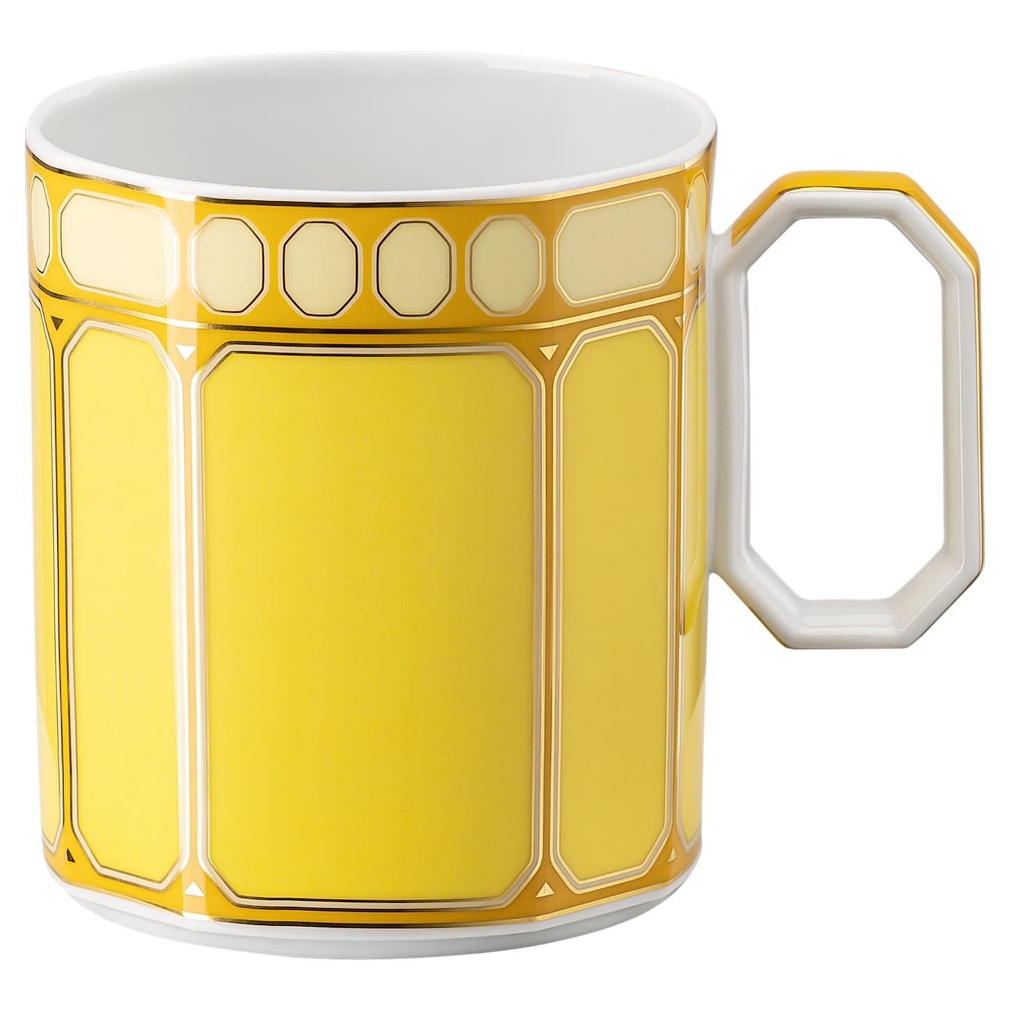 Signum mug with lid, Porcelain, Yellow | Swarovski