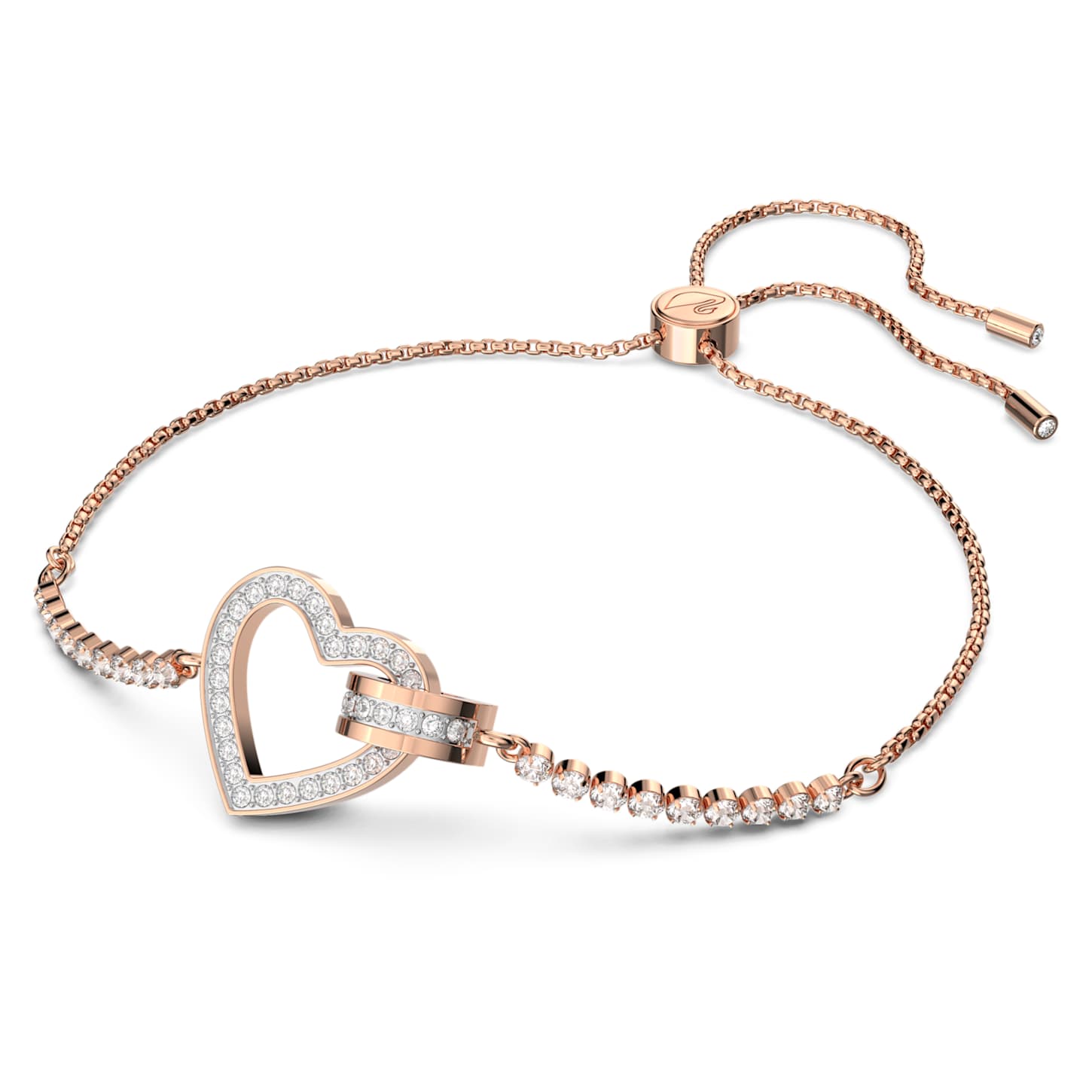 Lovely bracelet, Heart, White, Rose gold-tone plated | Swarovski