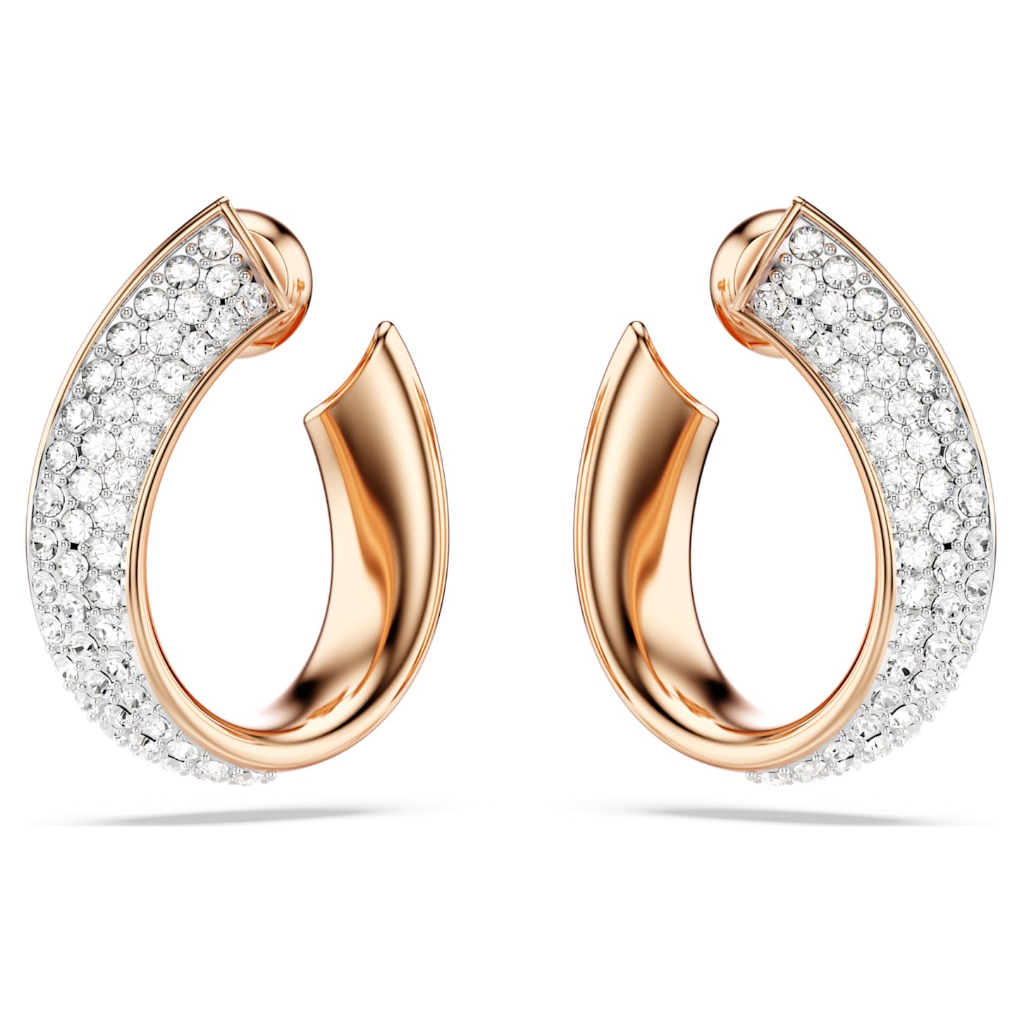 Exist hoop earrings, Small, White, Rose gold-tone plated | Swarovski