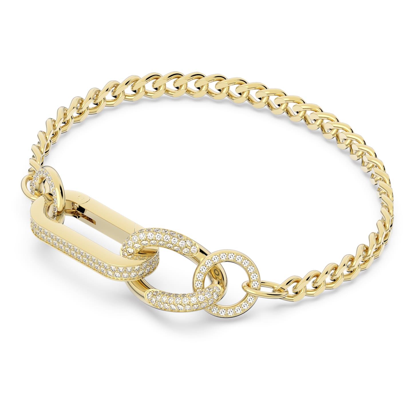 Dextera bracelet, Pavé, Mixed links, White, Gold-tone plated | Swarovski