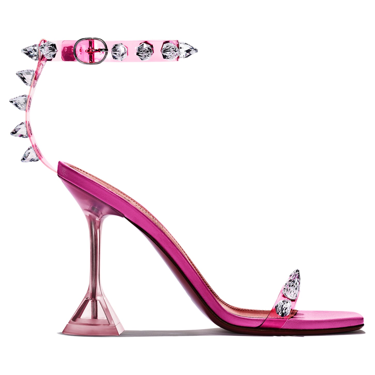 AMINA MUADDI Julia Glass sandal, Pink | Swarovski