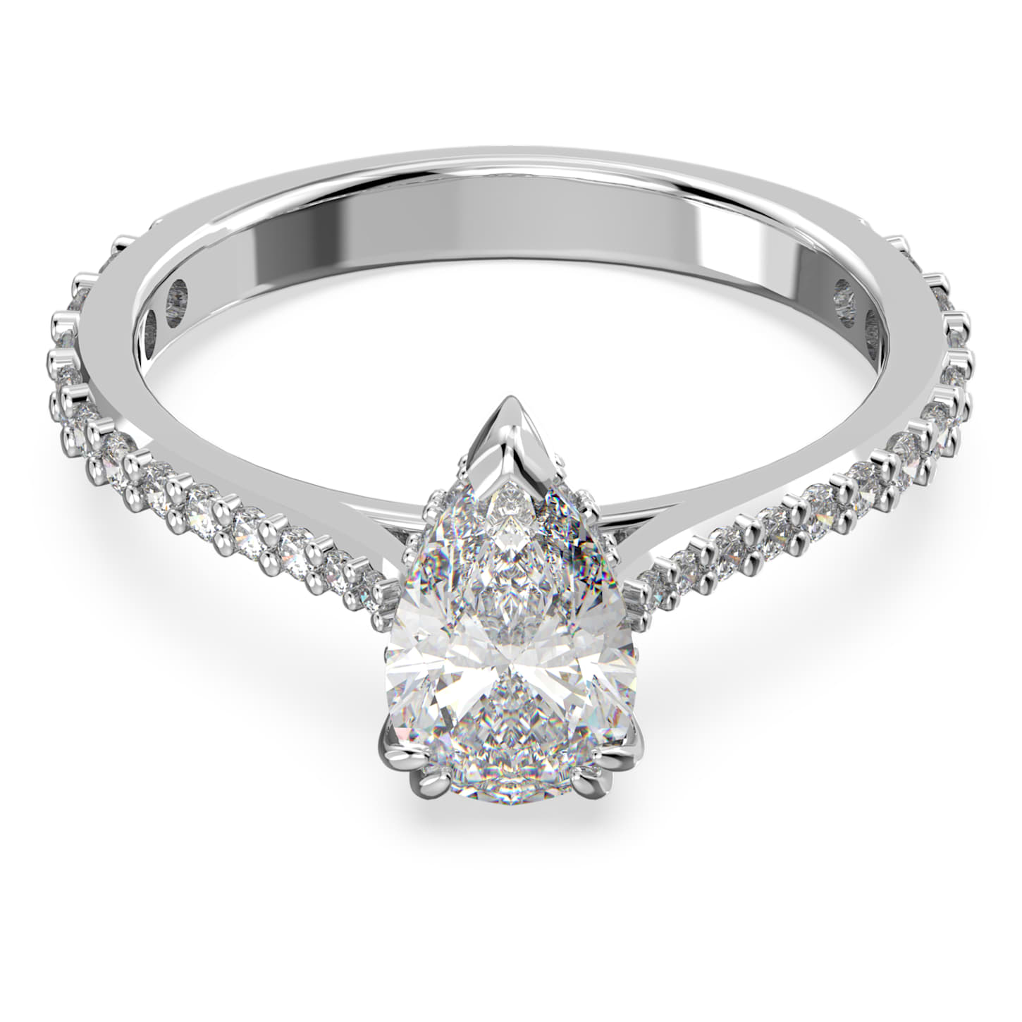 Millenia cocktail ring, Pear cut, White, Rhodium plated | Swarovski Millenia cocktail ring, Pear cut, White, Rhodium plated | Swarovski