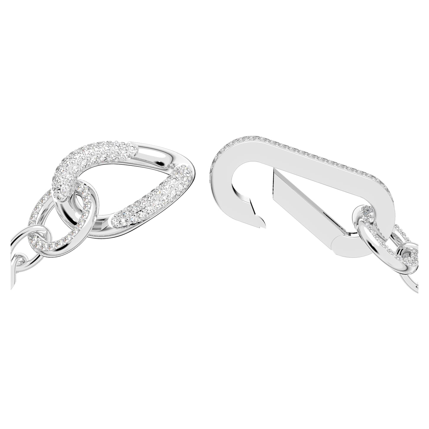 Dextera bracelet, Pavé, Mixed links, White, Rhodium plated | Swarovski
