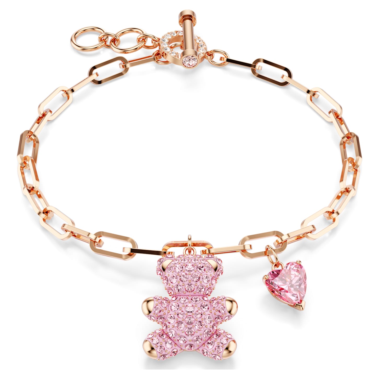 Teddy bracelet, Bear, Pink, Rose gold-tone plated | Swarovski