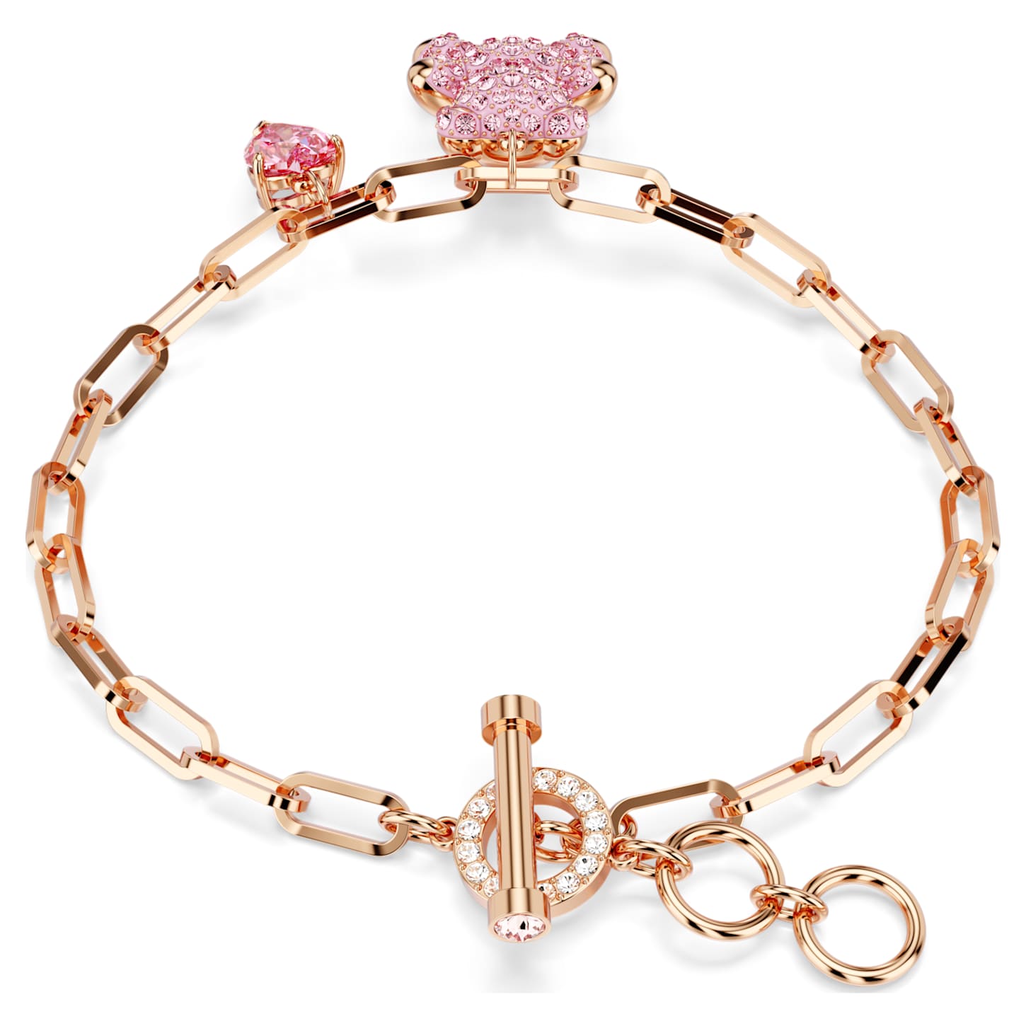 Teddy bracelet, Bear, Pink, Rose gold-tone plated | Swarovski