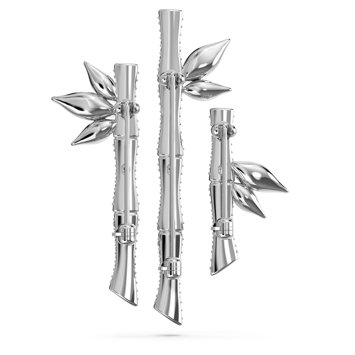 Dellium Brooch, Bamboo, Green, Rhodium plated | Swarovski