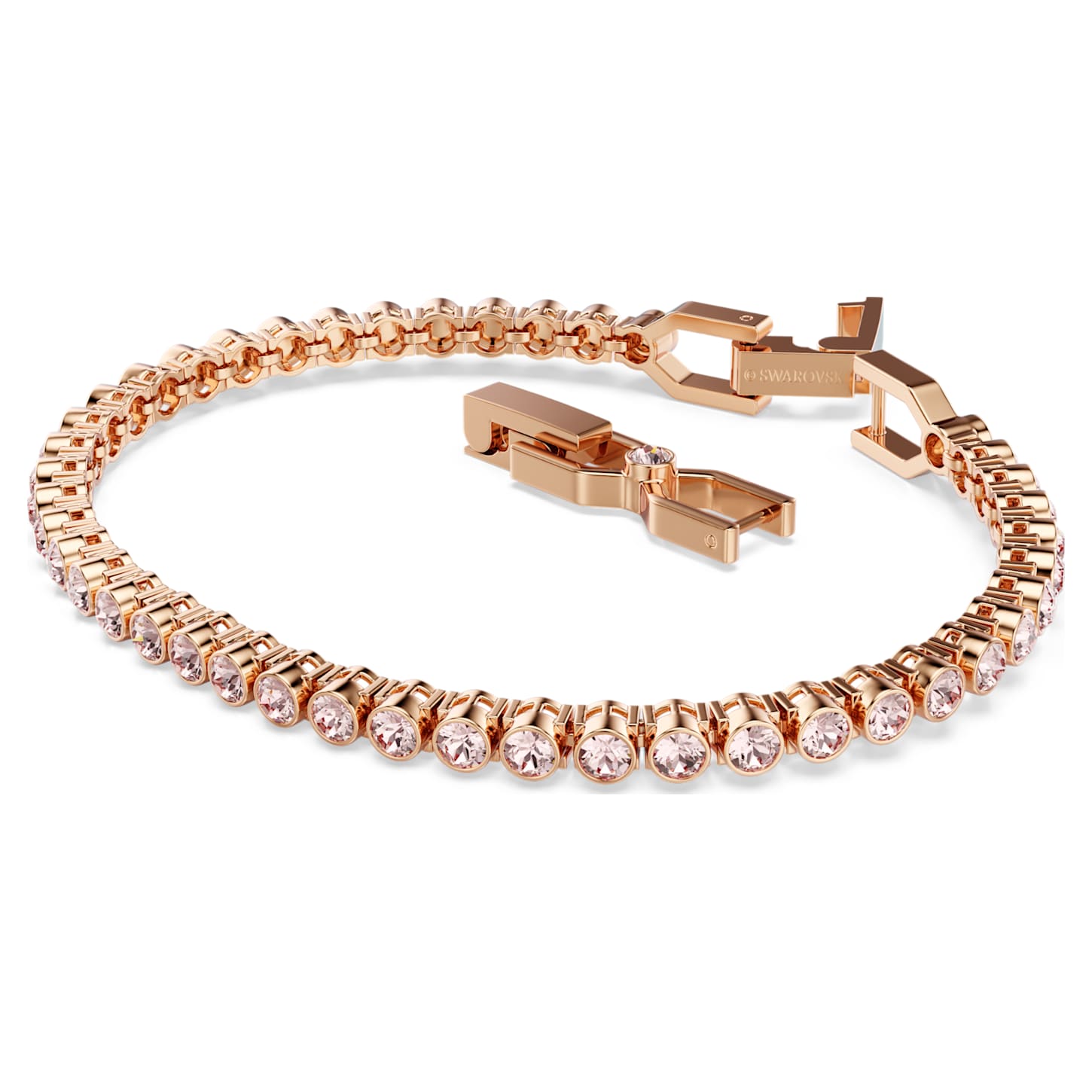 Emily bracelet, Round cut, Pink, Rose gold-tone plated | Swarovski