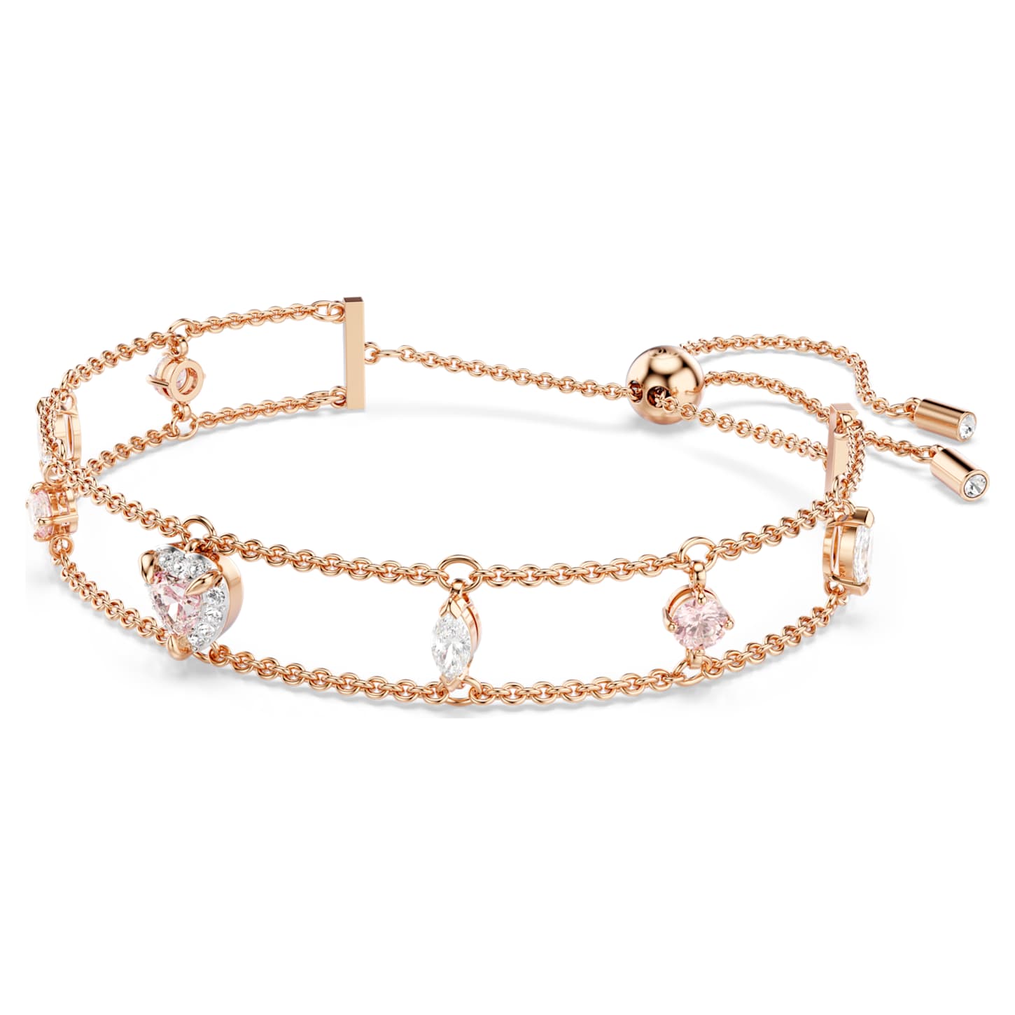 One bracelet, Mixed cuts, Heart, Pink, Rose gold-tone plated | Swarovski