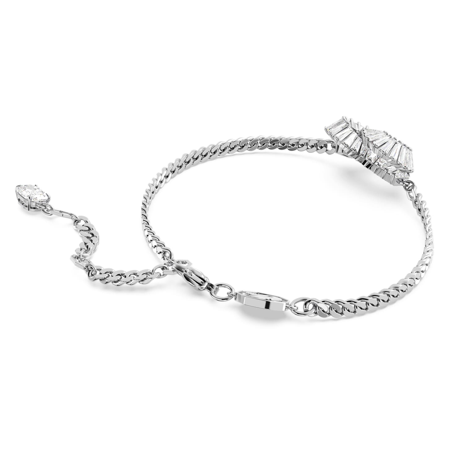 Matrix bracelet, Heart, White, Rhodium plated | Swarovski