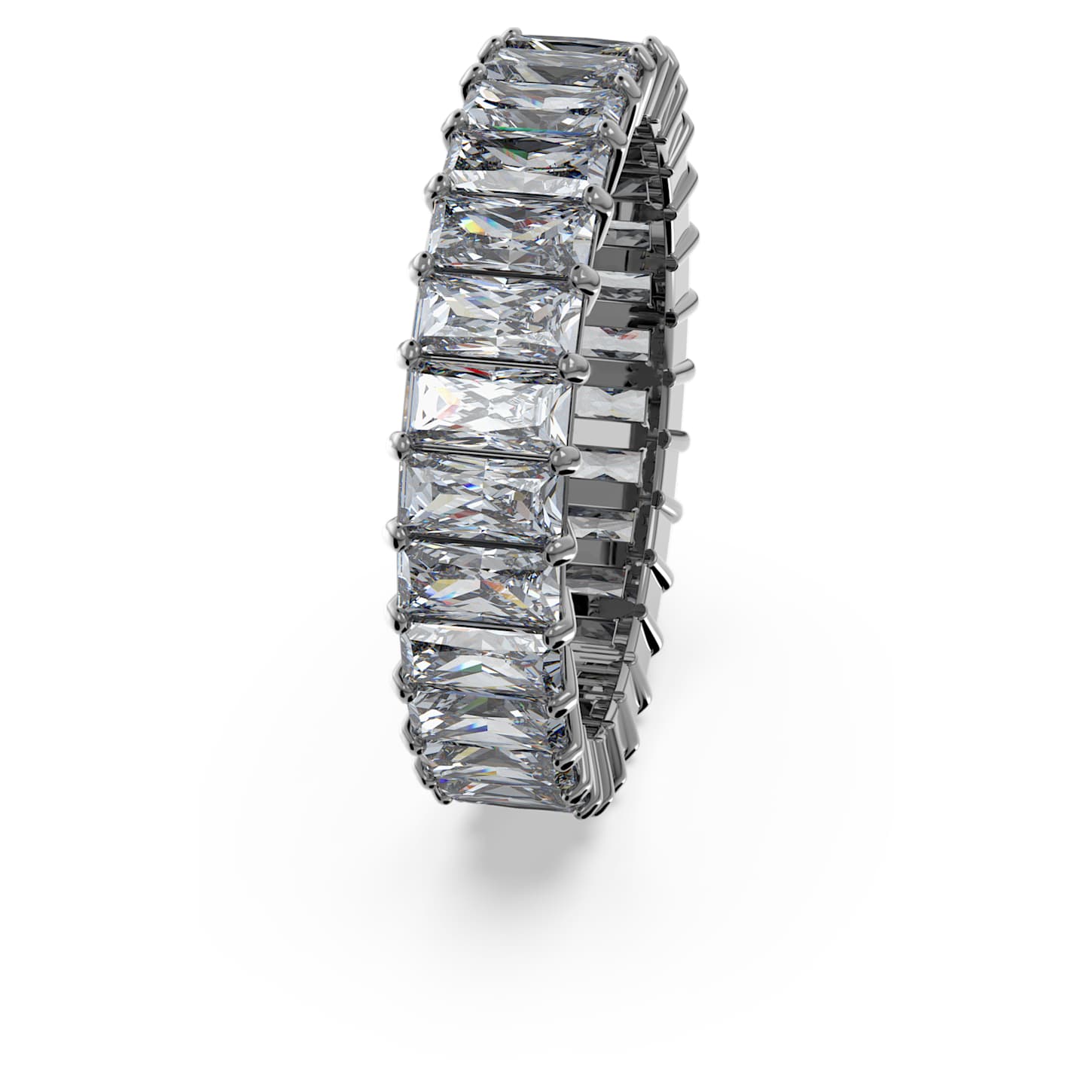 Matrix ring, Baguette cut, Gray, Ruthenium plated | Swarovski