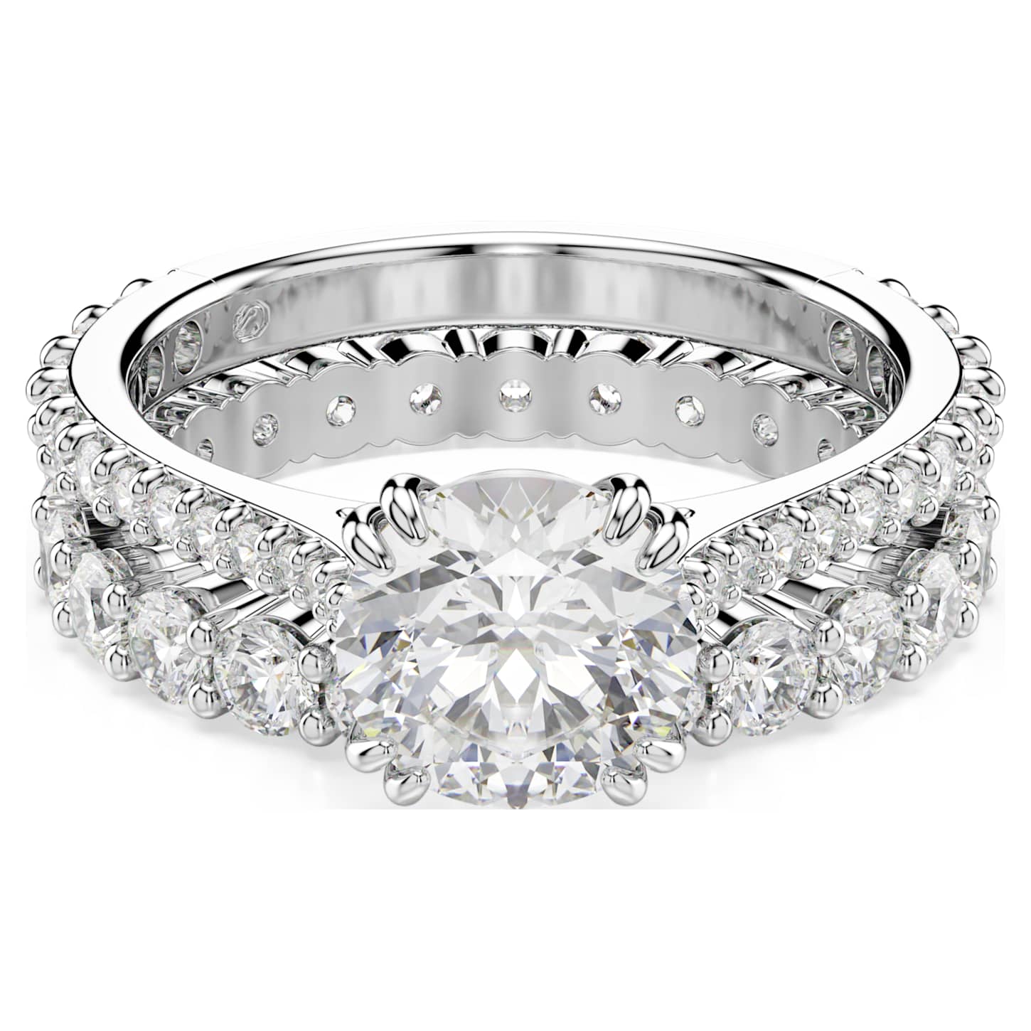 Constella ring, Set (2), Princess cut, White, Rhodium plated | Swarovski Constella ring, Set (2), Princess cut, White, Rhodium plated | Swarovski