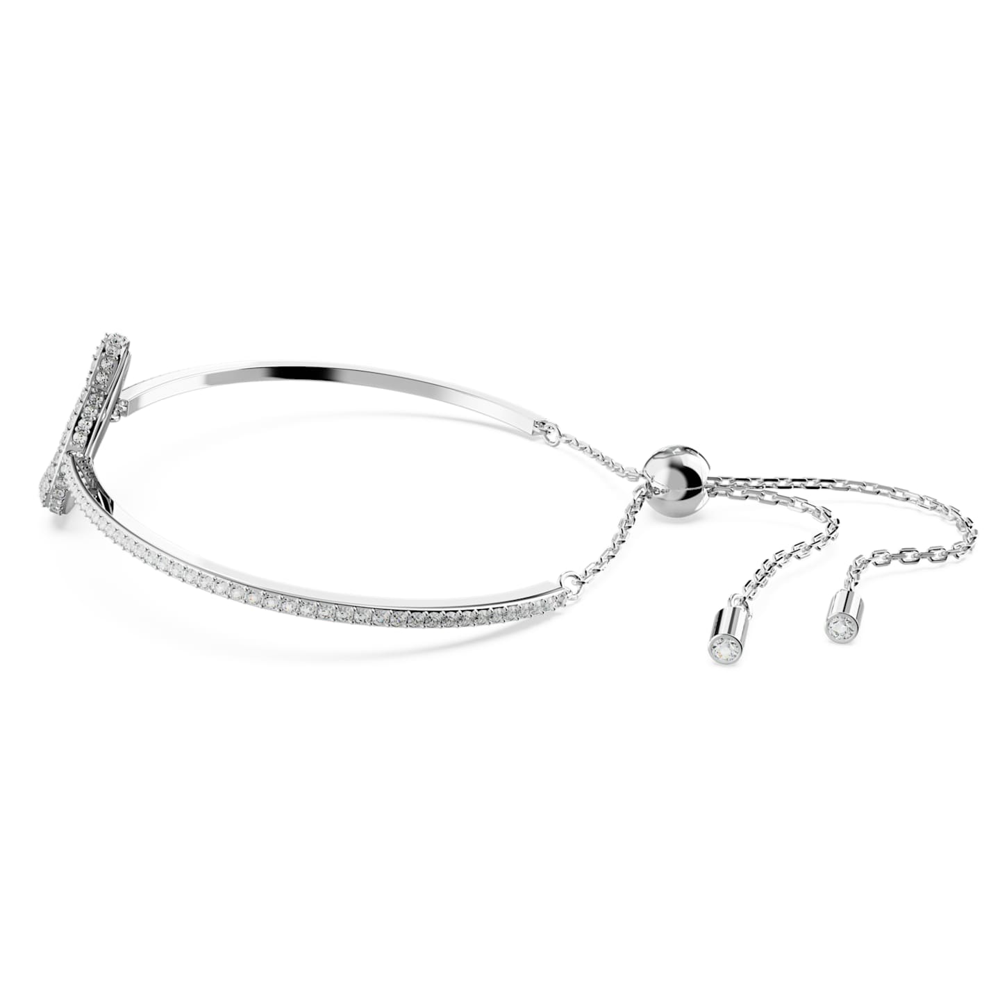 Swarovski Iconic Swan bangle, Swan, White, Rhodium plated | Swarovski