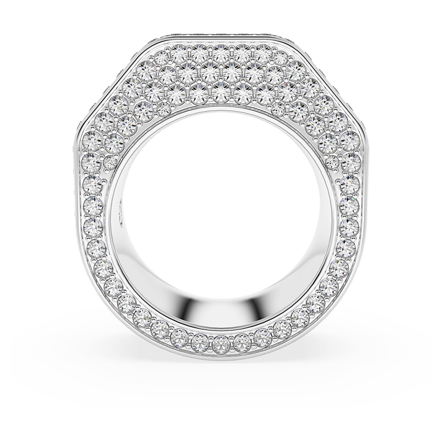 Dextera ring, Octagon shape, Pavé, White, Rhodium plated | Swarovski
