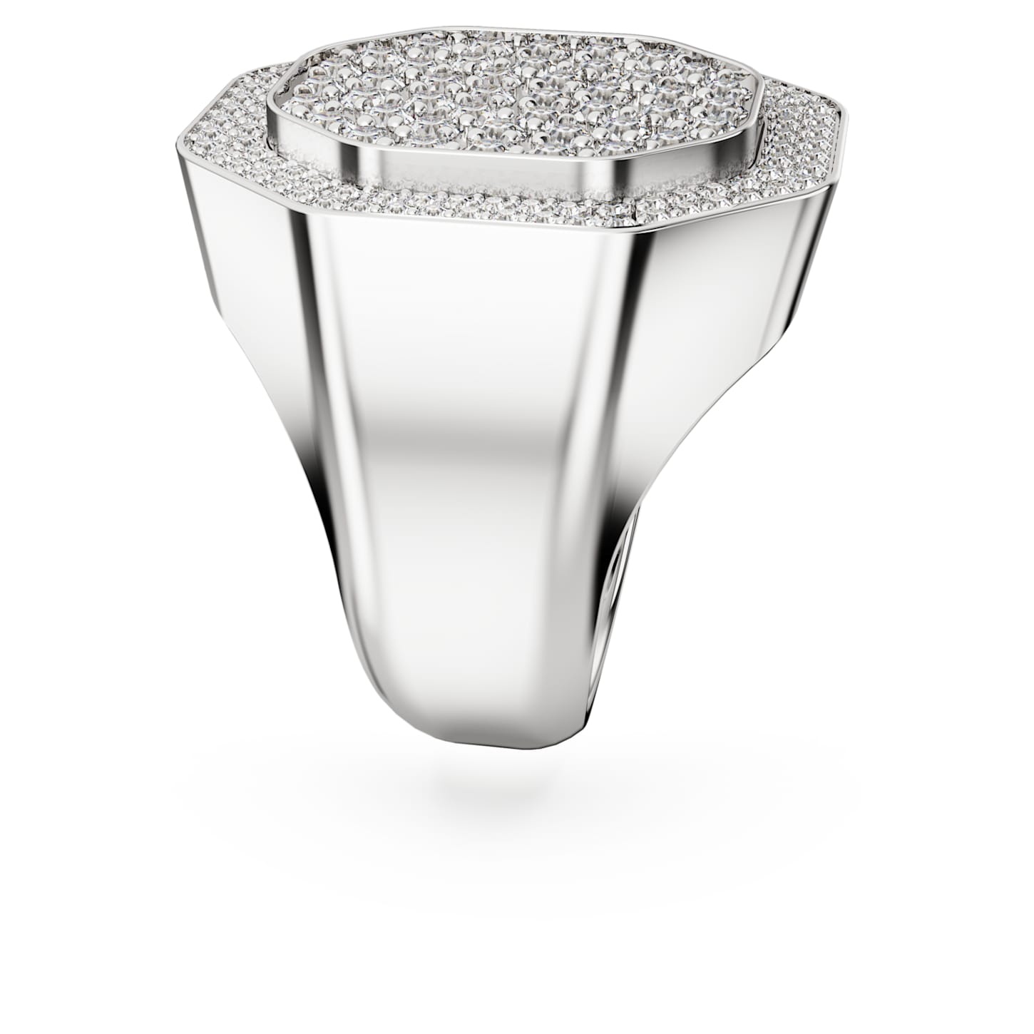 Dextera cocktail ring, Octagon shape, White, Rhodium plated | Swarovski