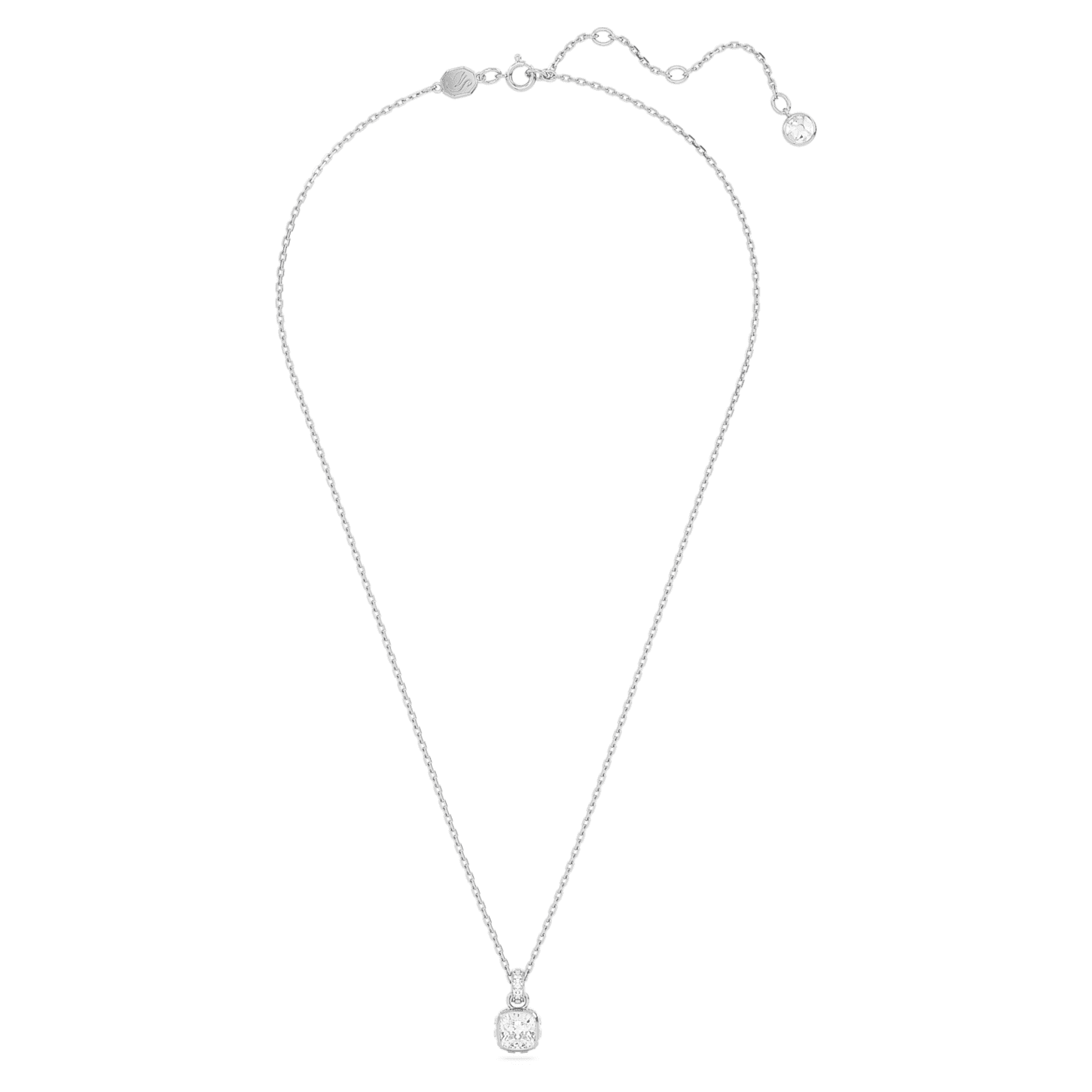 Colgante Birthstone, Talla cuadrada, Abril, Blanco, Baño de rodio ...