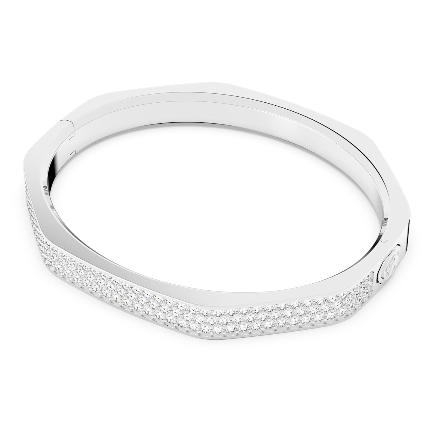 Dextera bangle, Octagon shape, White, Rhodium plated | Swarovski