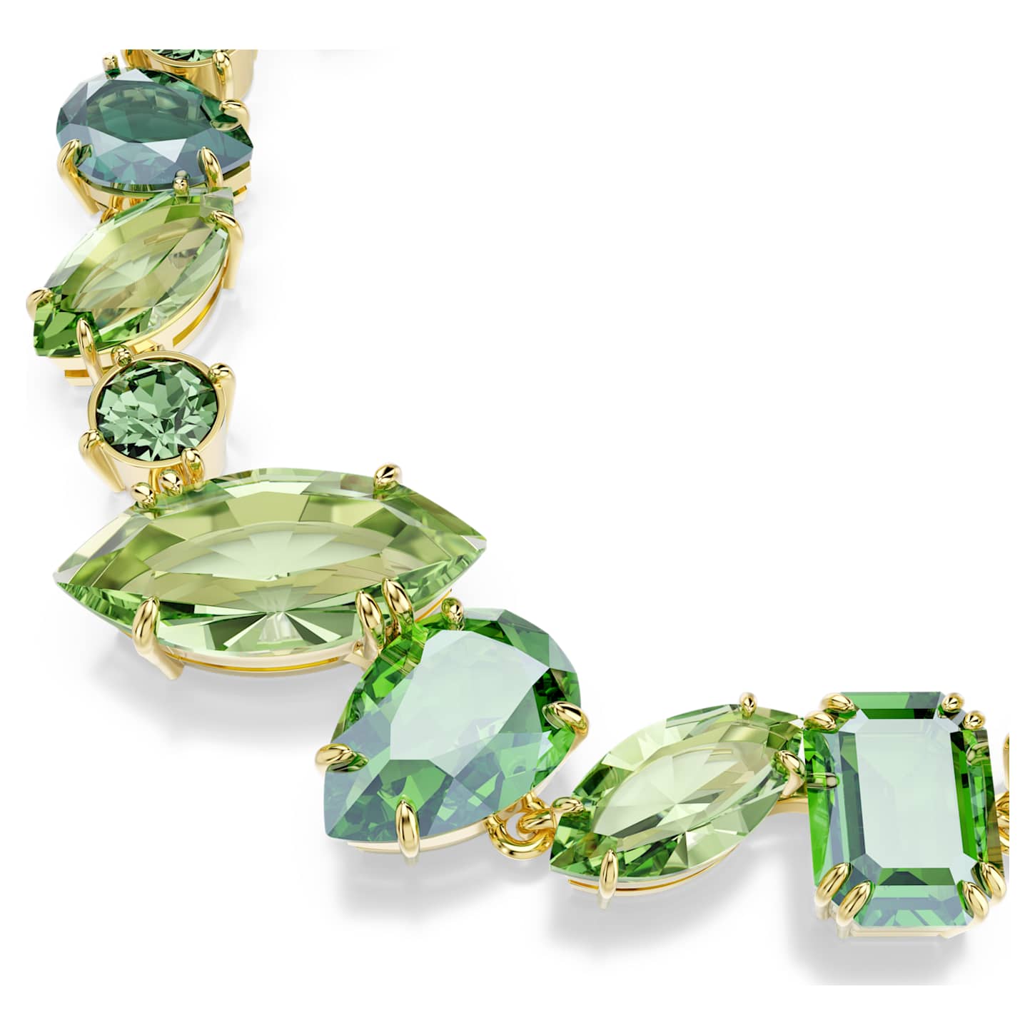 Braccialetto Gema, Taglio misto, Verde, Placcato color oro | Swarovski