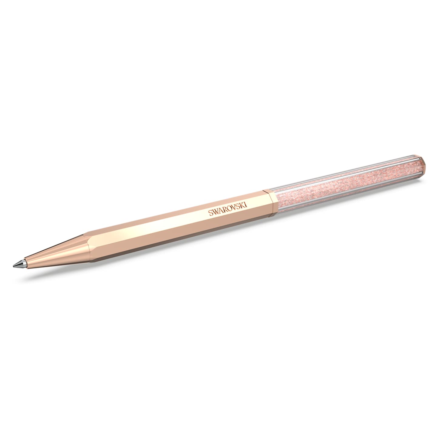 Crystalline ballpoint pen, Octagon shape, Rose gold tone, Rose gold ...