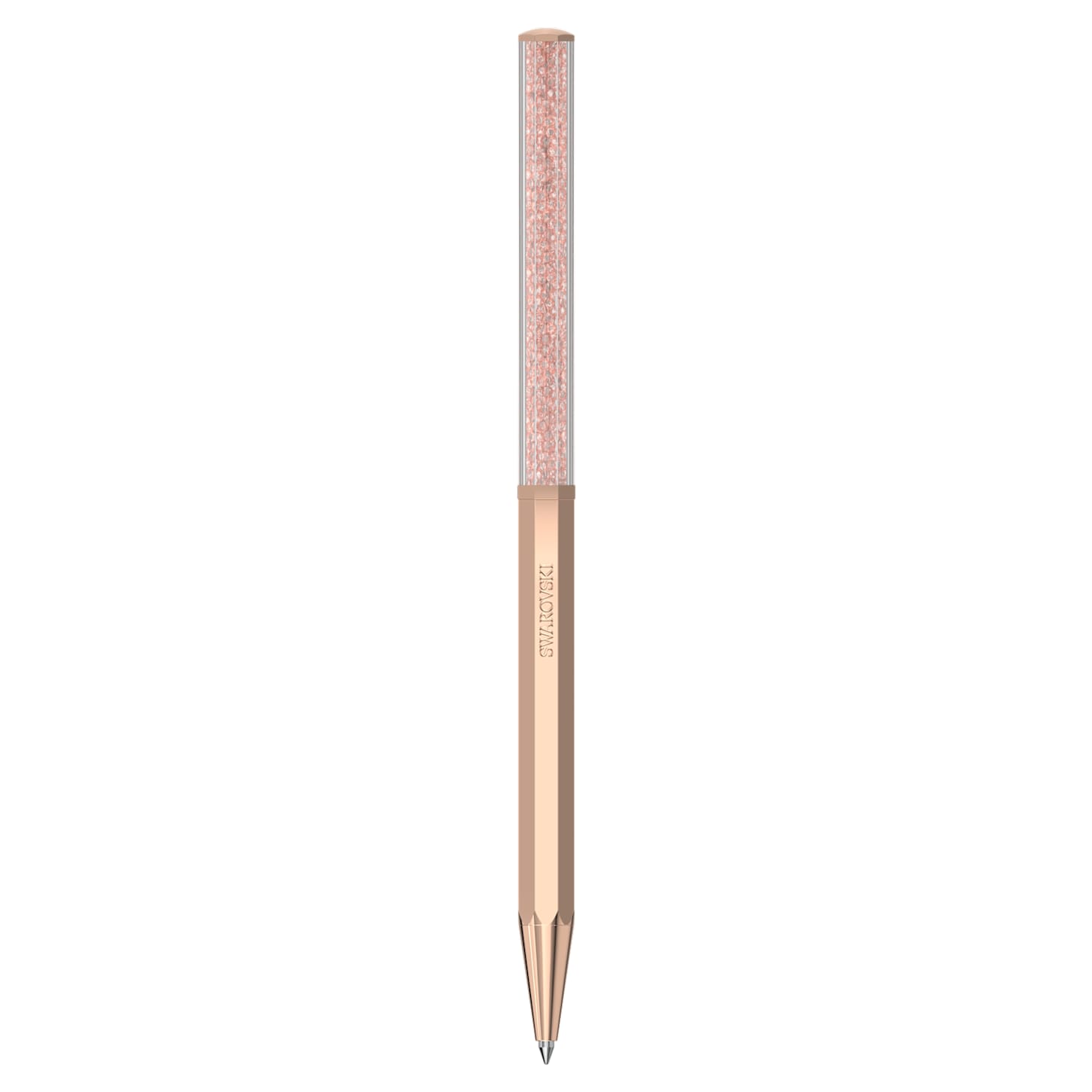 Crystalline ballpoint pen, Octagon shape, Rose gold tone, Rose gold ...