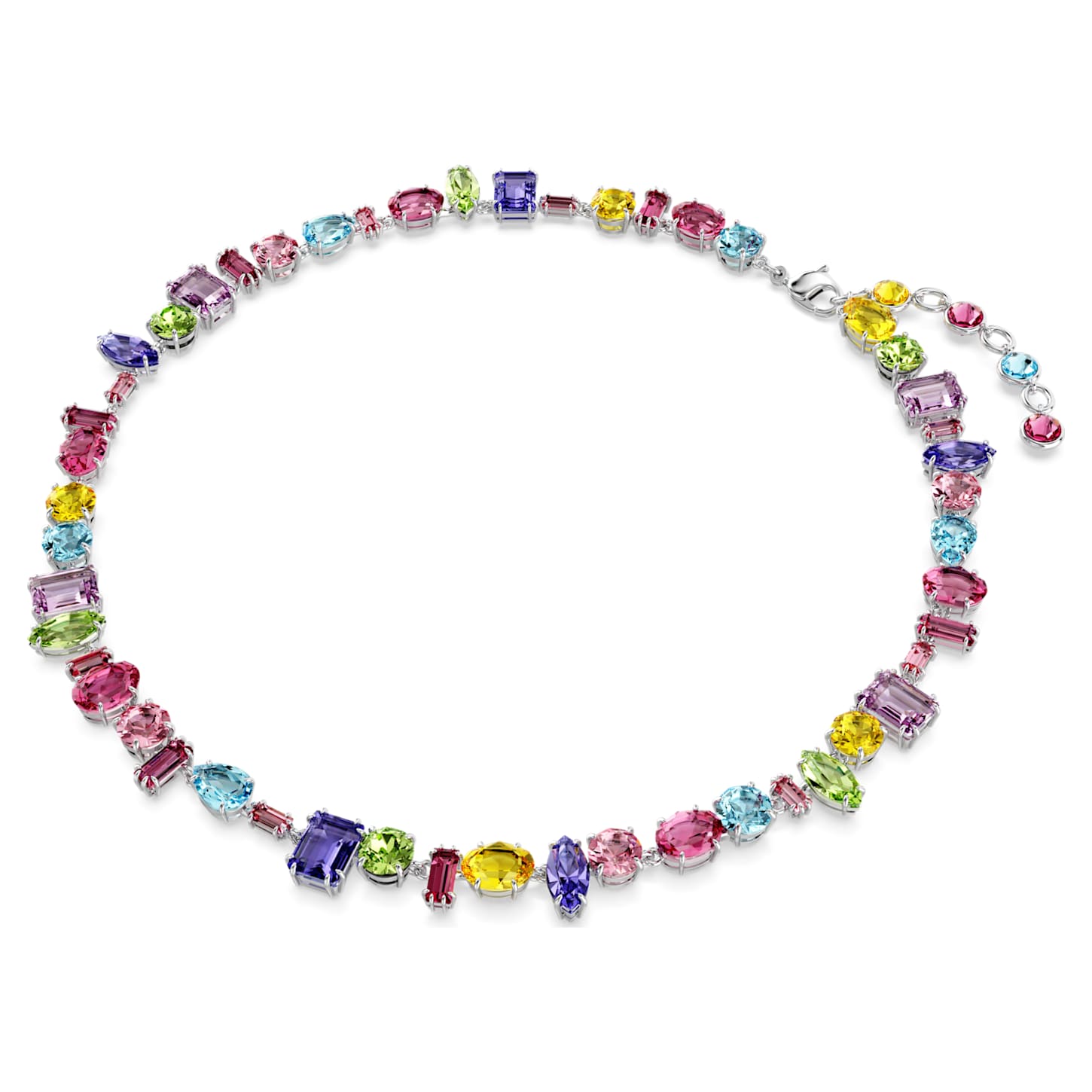 Gema necklace, Mixed cuts, Multicolored, Rhodium plated | Swarovski
