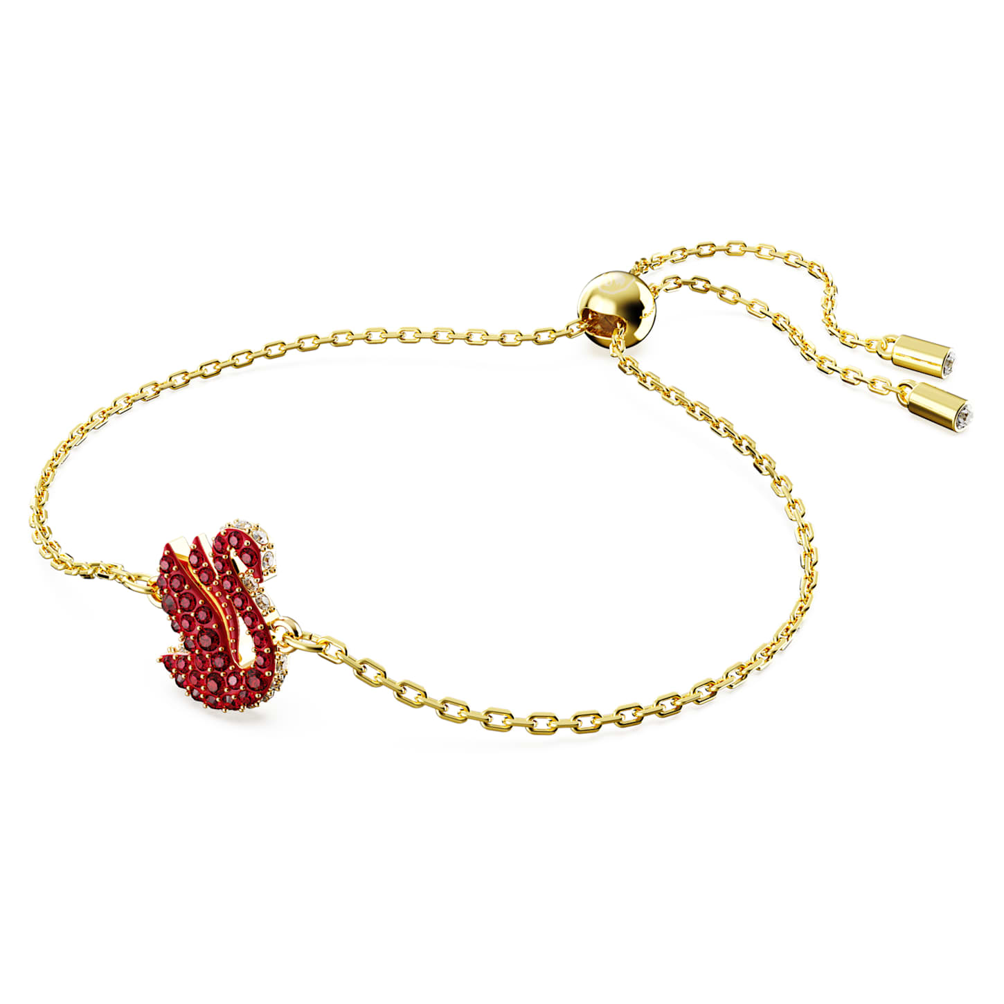 Swarovski Iconic Swan bracelet, Swan, Small, Red, Gold-tone plated ...