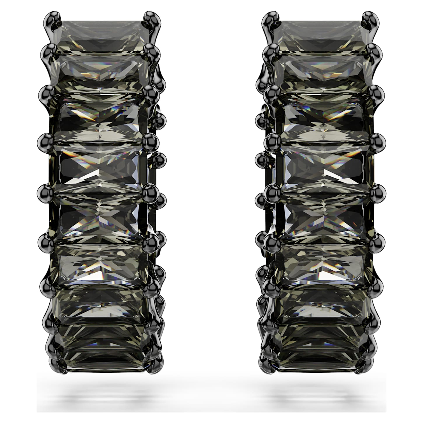 Matrix 大圈耳环, 长方形切割, 灰色, 镀钌 | Swarovski