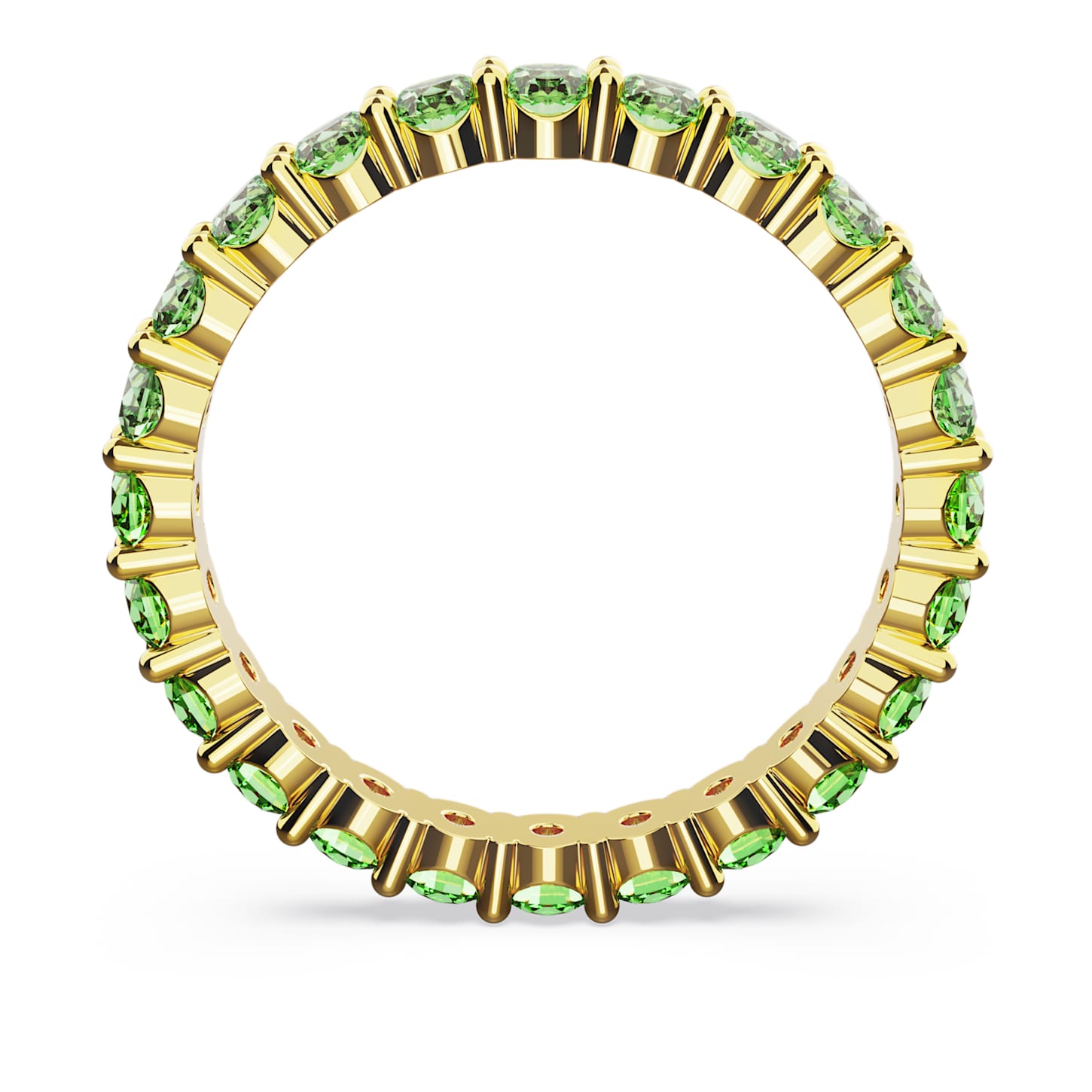Matrix ring, Round cut, Green, Gold-tone plated | Swarovski